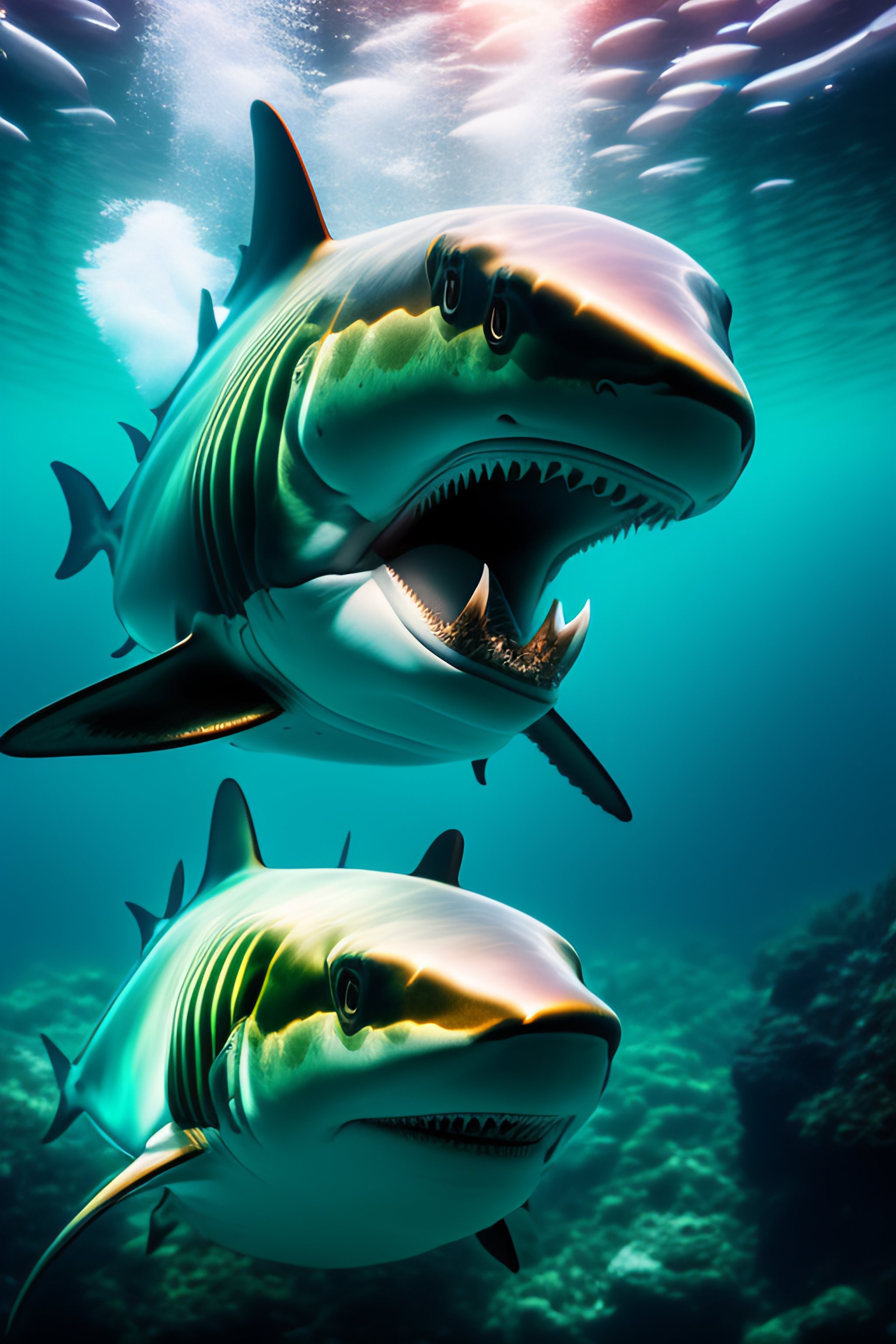 Lexica - Skull monkey underwater fighting with a shark, high quality ...