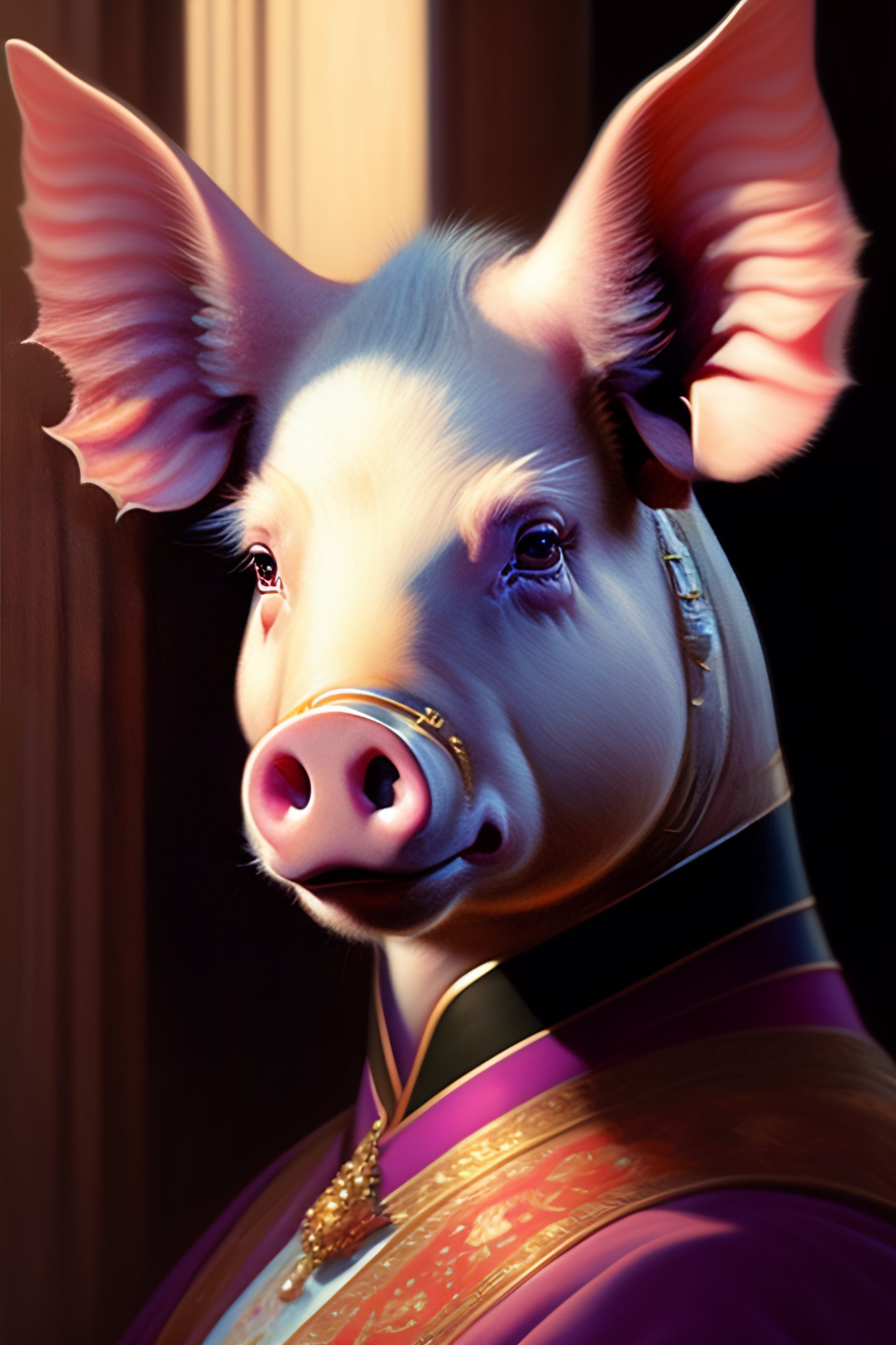 Lexica - Portrait of a princess pig, pig face, hanfu, hildebrandt ...
