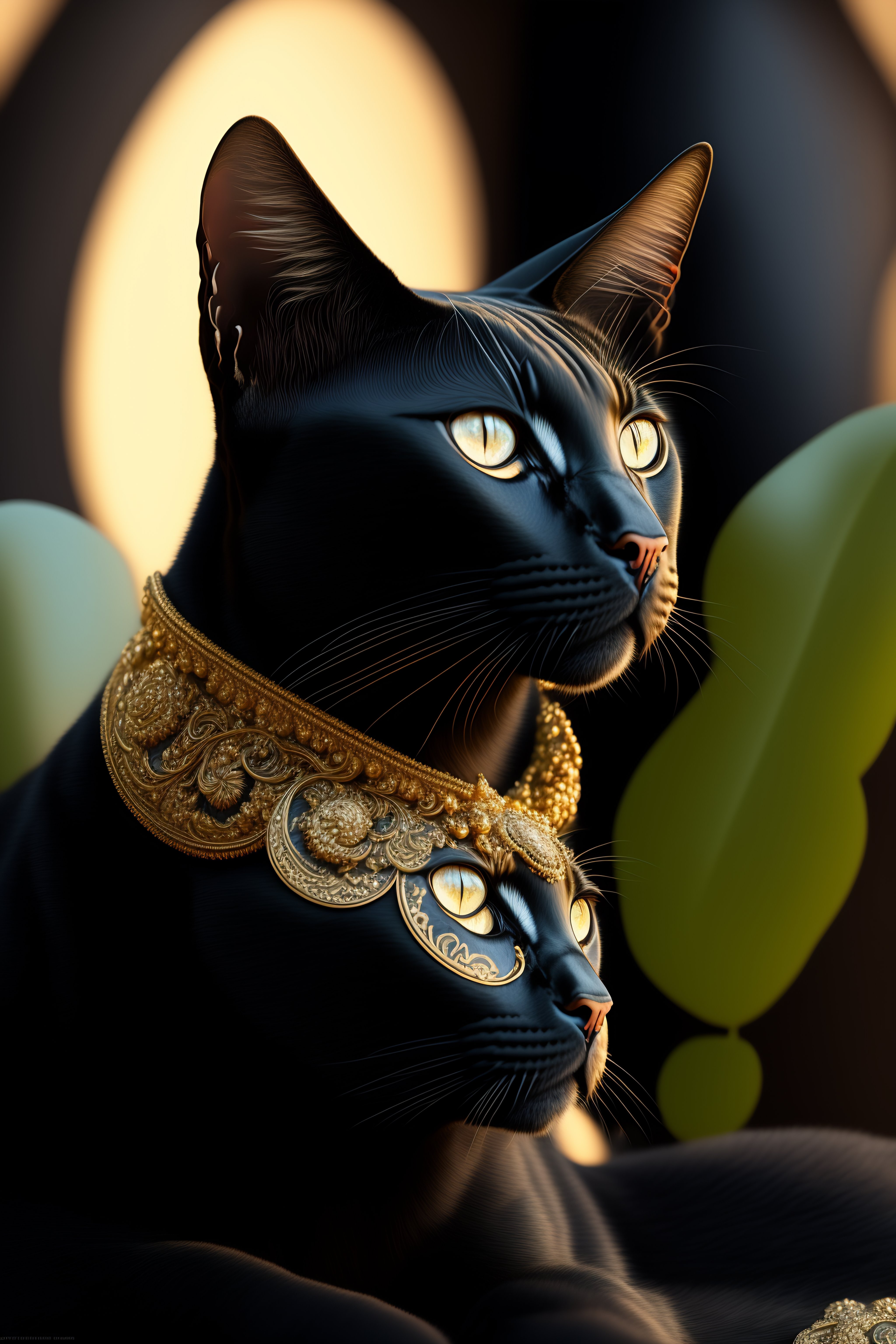 Lexica - Majestic black cat, photo realistic eyes, background, zen ...