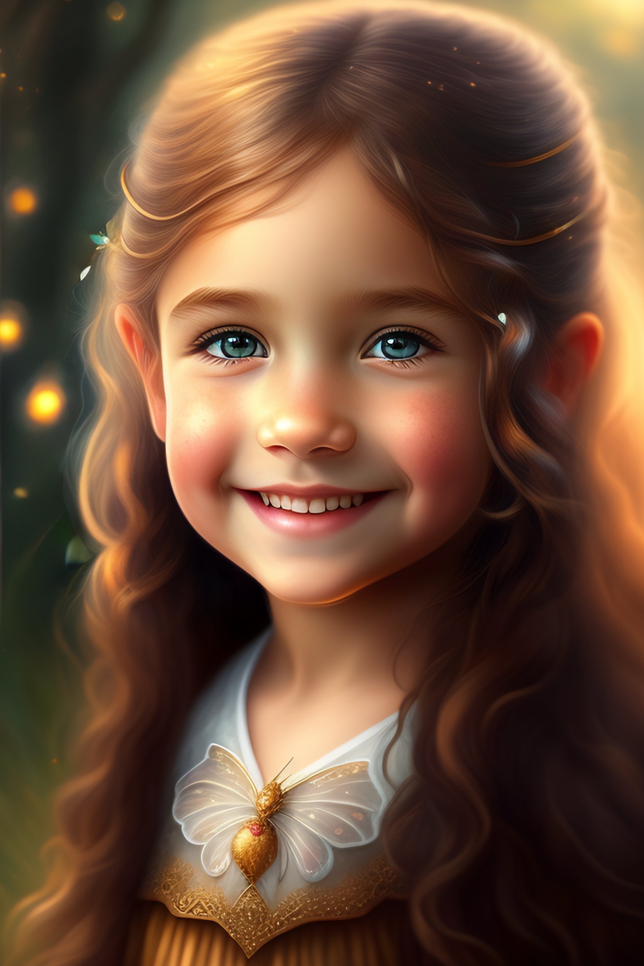 Lexica - : A little girl fairy, with a michievous face, big wide ...