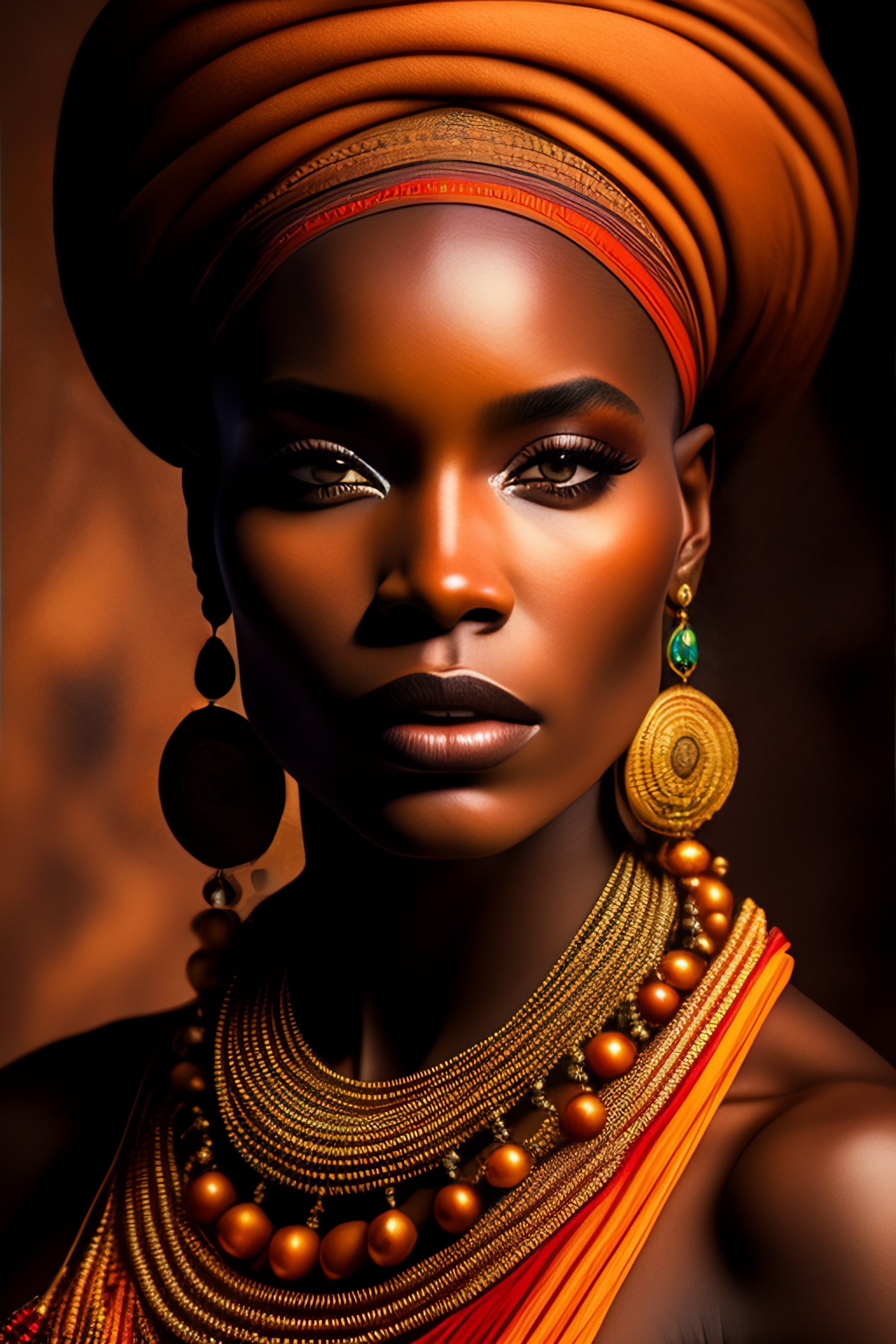 Lexica - Vintage portrait of a stunningly beautiful west african tribal ...