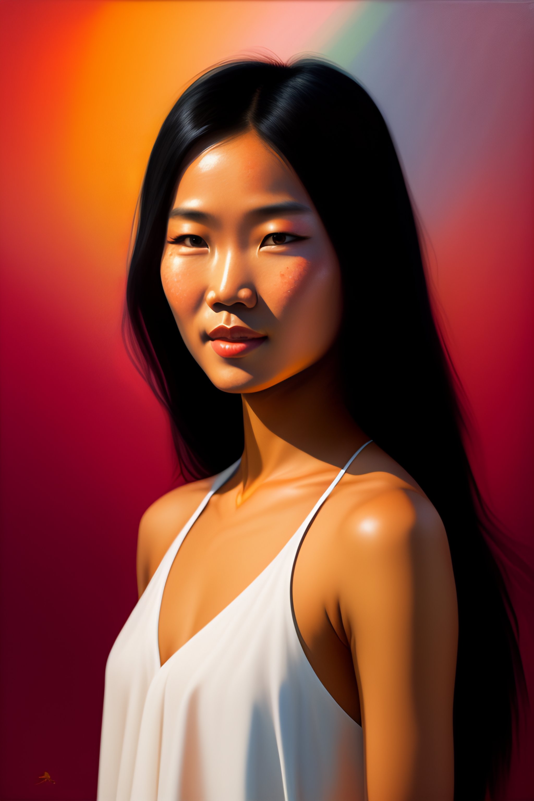 Lexica - Skin of Thai woman is all painted with colors of the rainbow ...