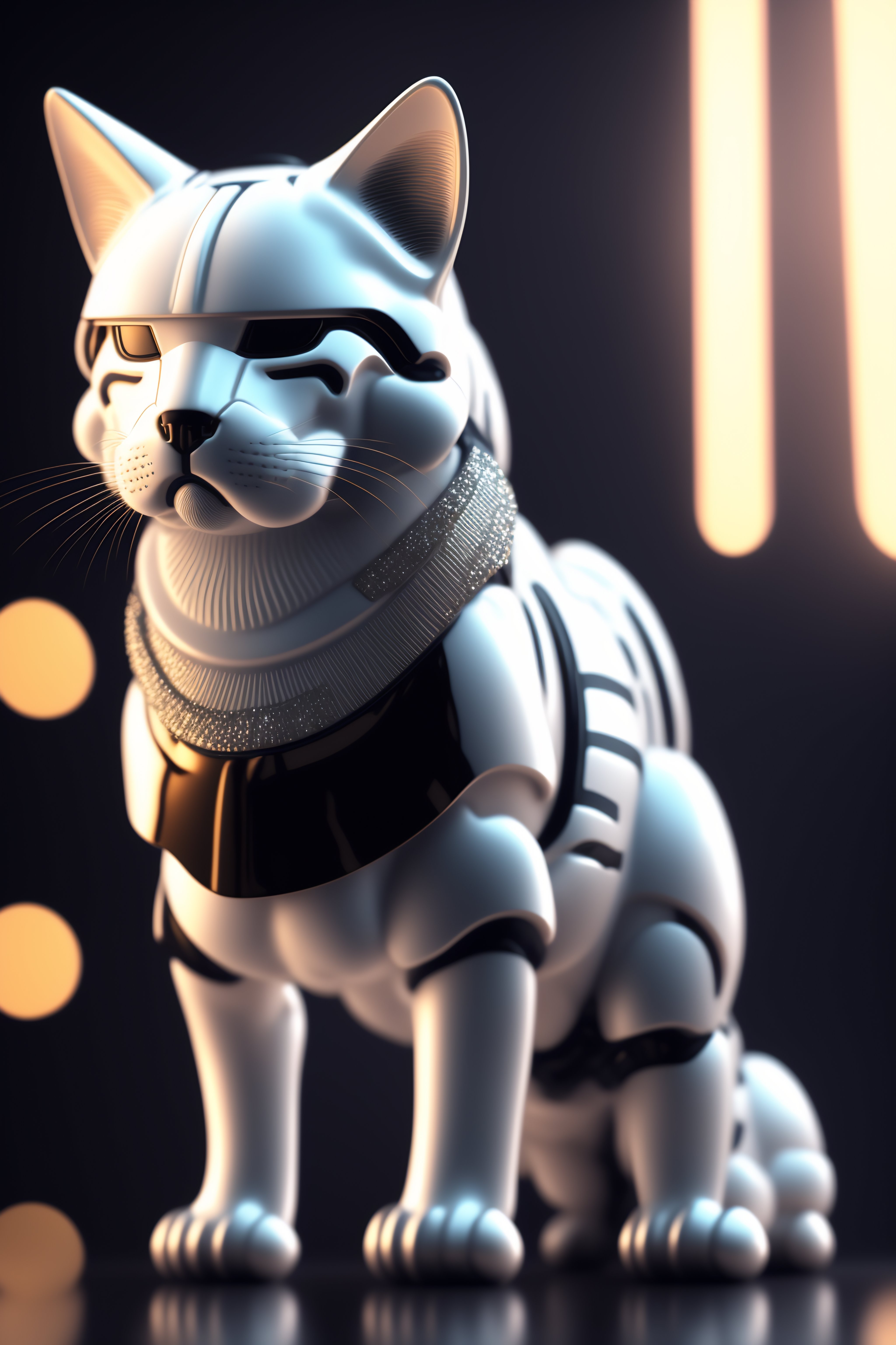 Lexica - Stormtrooper cat with Shiny black armor, in a star destroyer ...