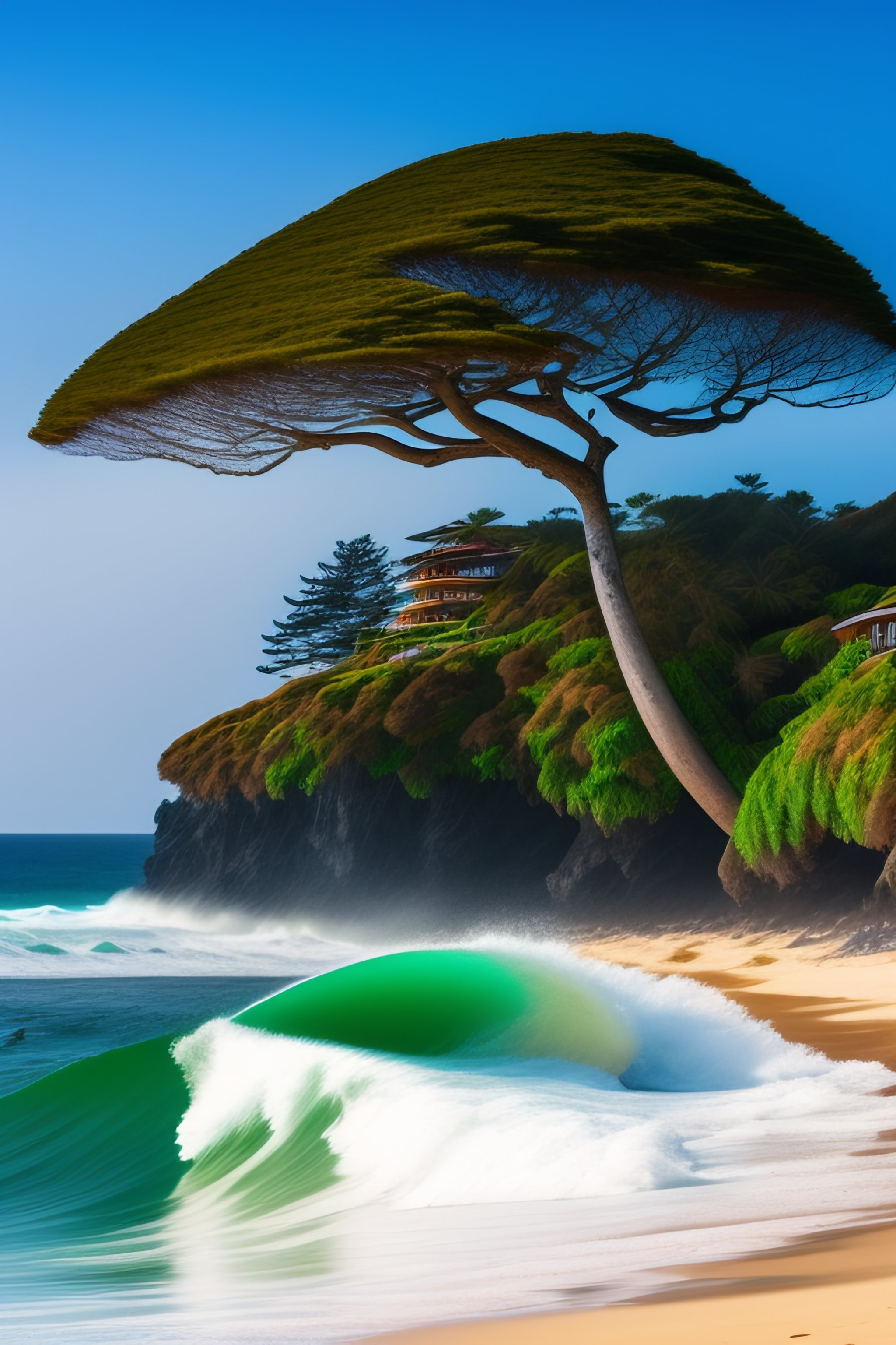 Lexica - Surf ocean beach trees island surfers