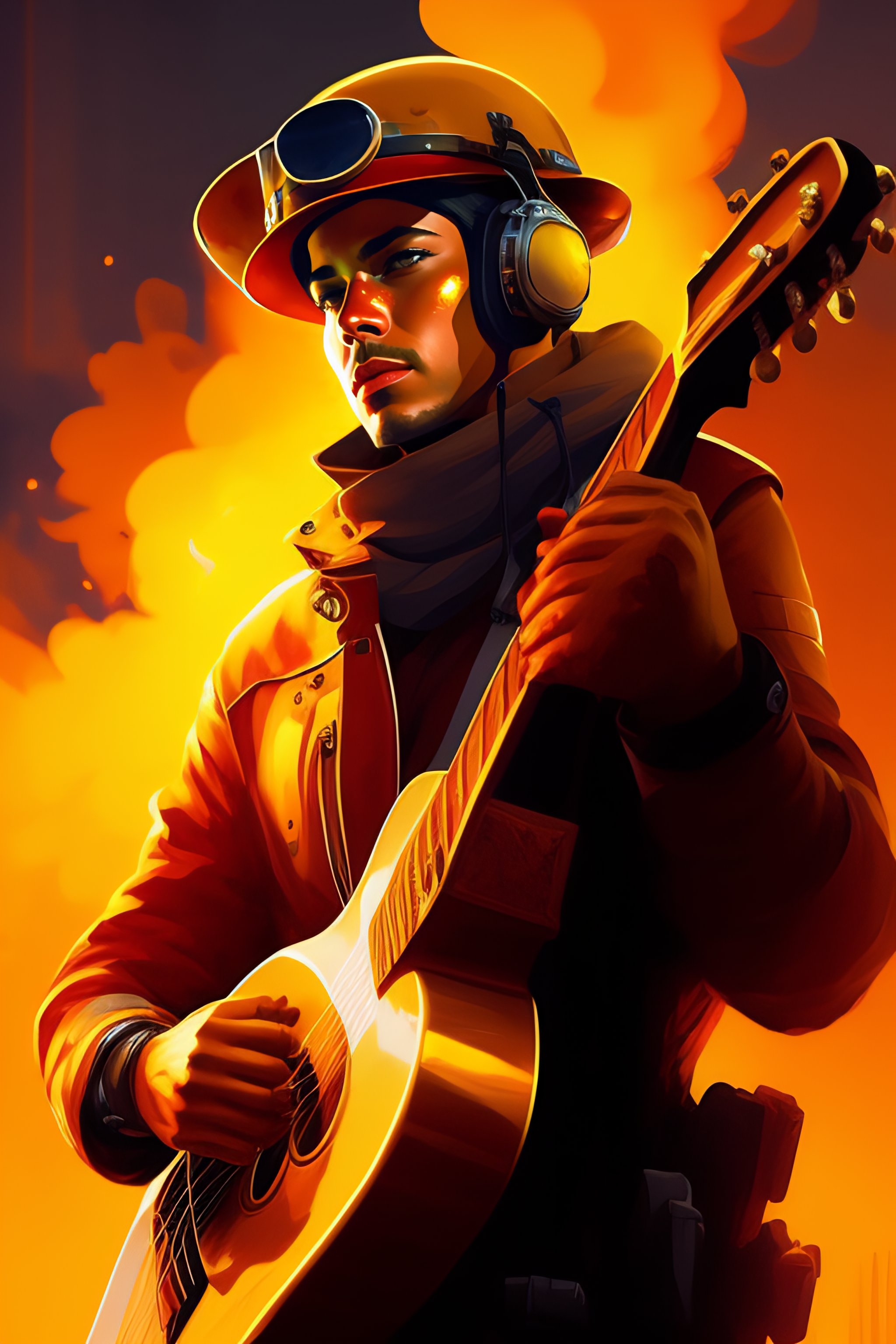 Lexica - The ((engineer)) from ((team fortress 2)) wearing a ((yellow ...