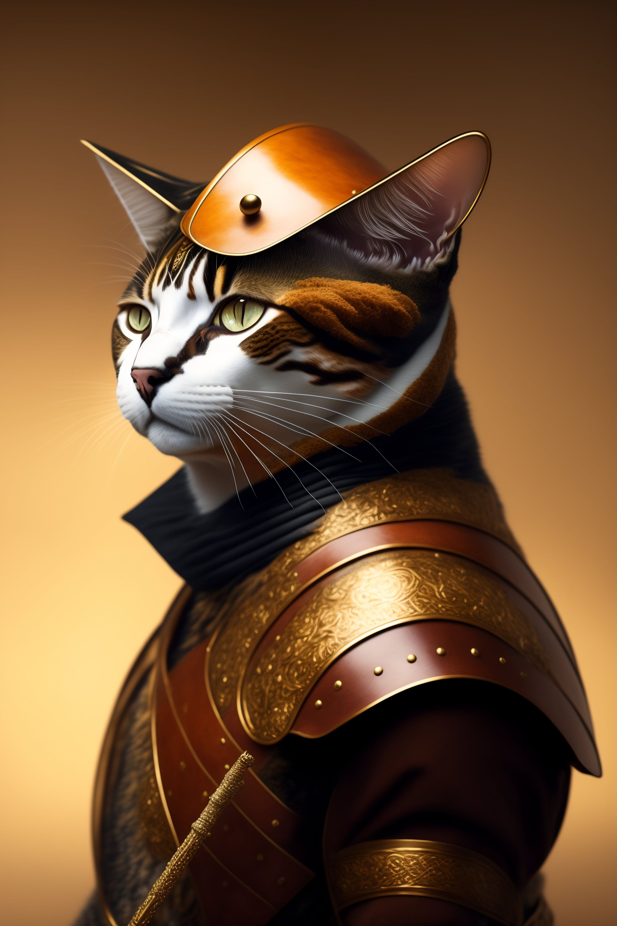 Lexica - Portrait of a cat-archer with a long bow and in a leather helmet