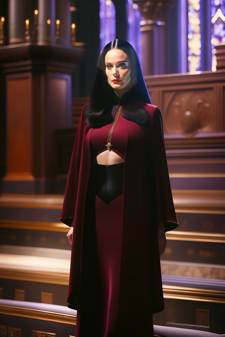 Lexica - Nun, wearing form fitting habit, gorgeous, morticia adams ...