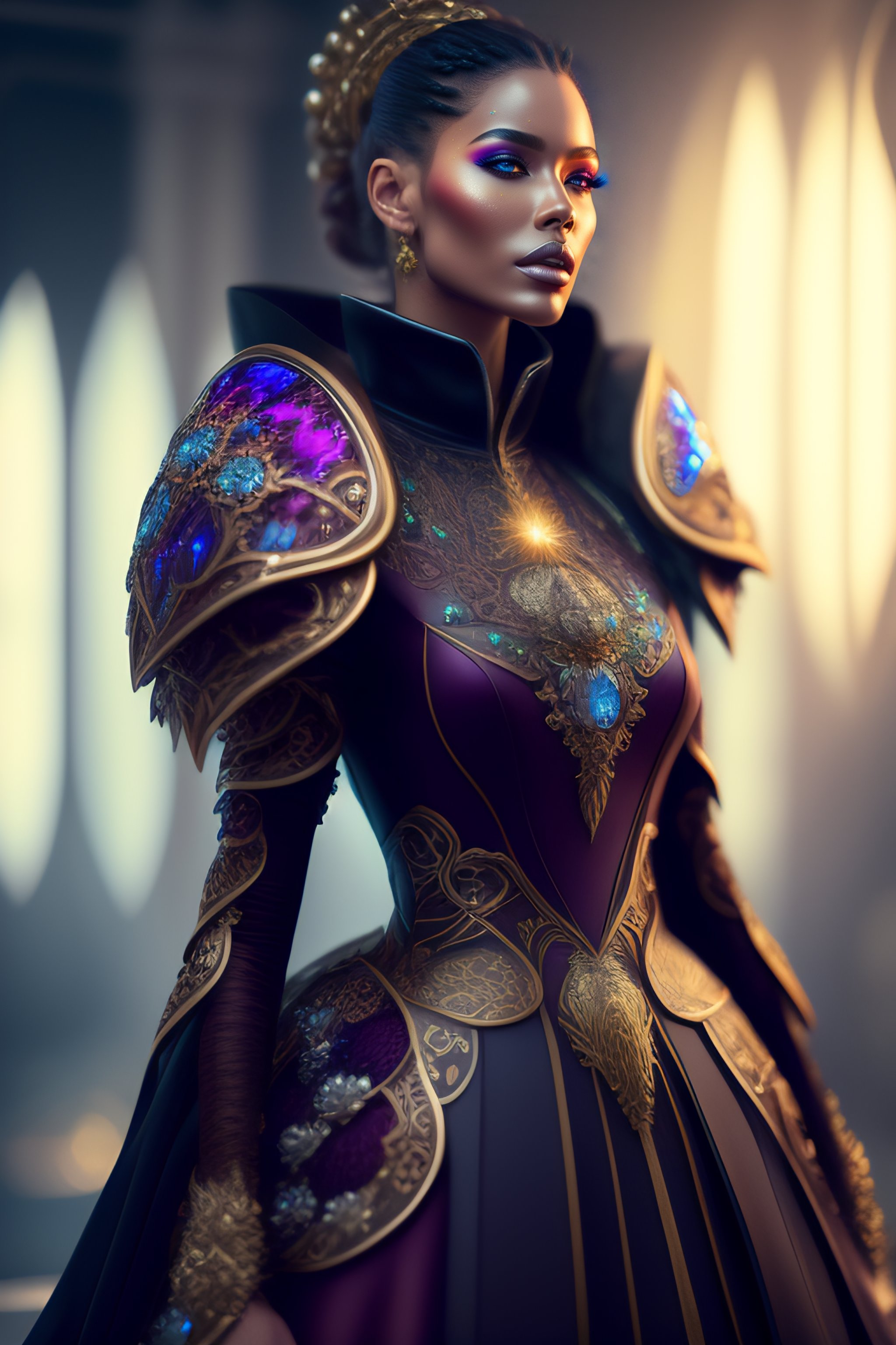 Lexica - Epic fantasy dress made of glass, deep colors, detailed ...