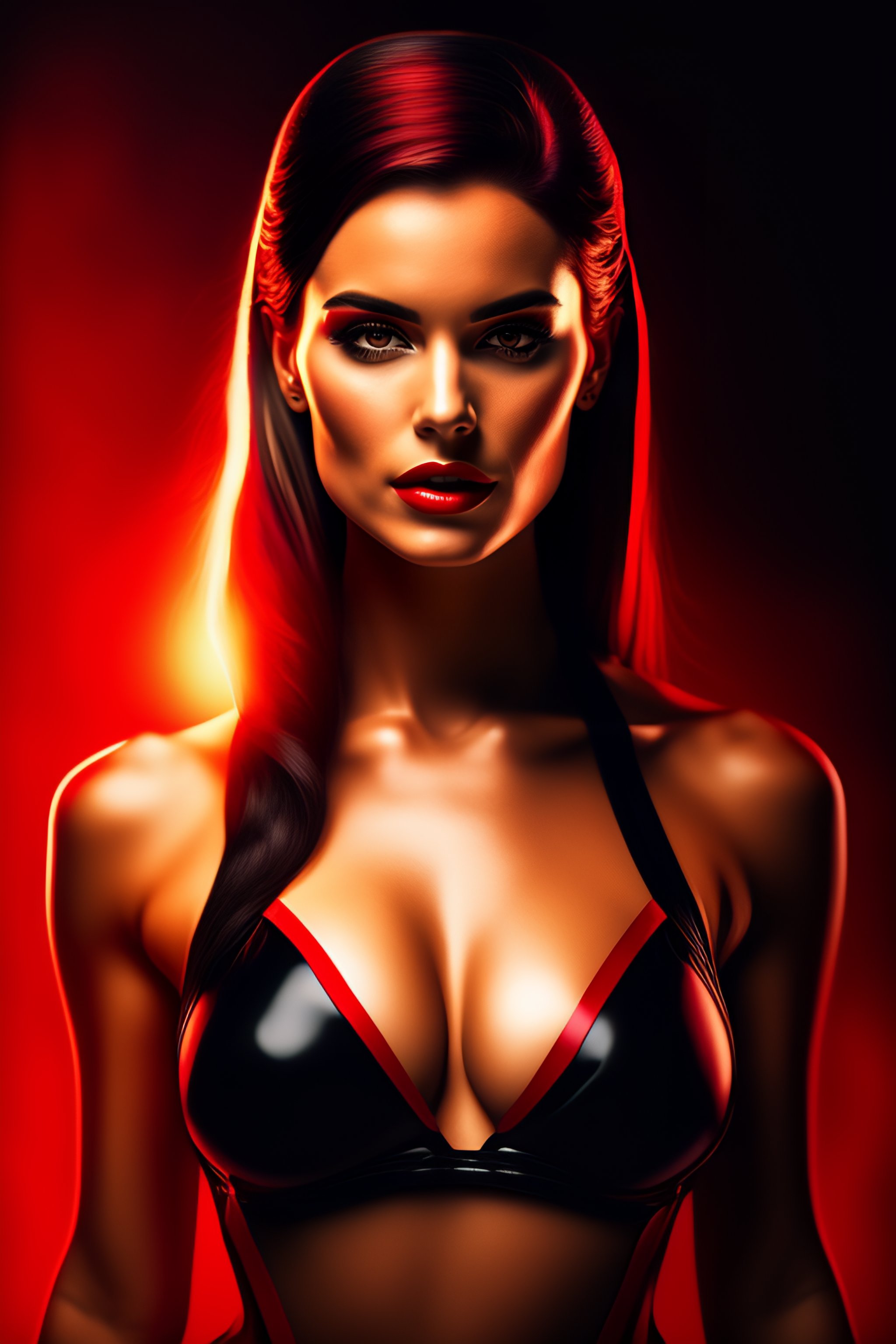 Lexica - Portrait of an bartender + Digital Art + High Resolution + red and black colours ...