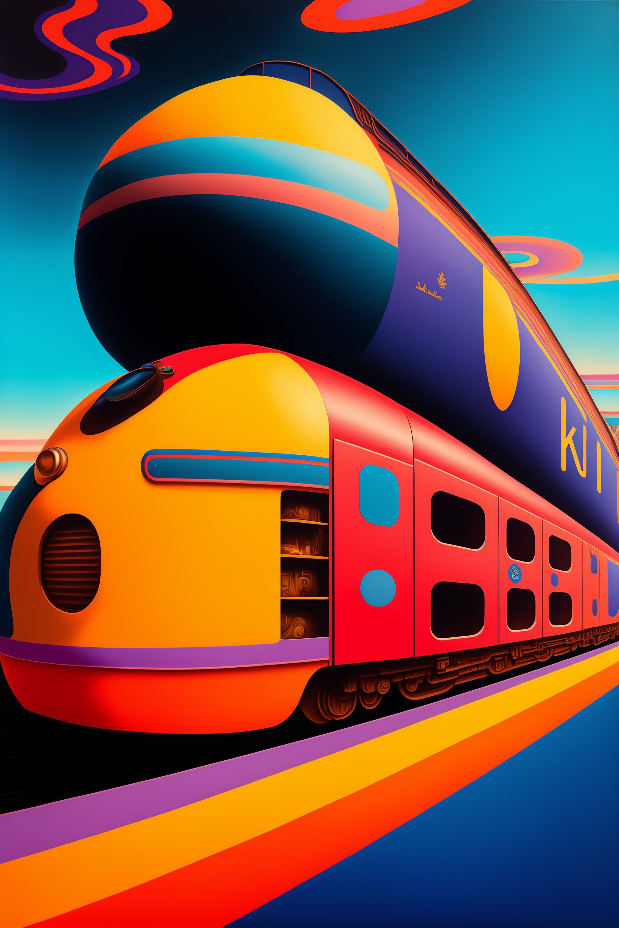 Lexica - Big abstract train in the style of kaws by james jean and ...
