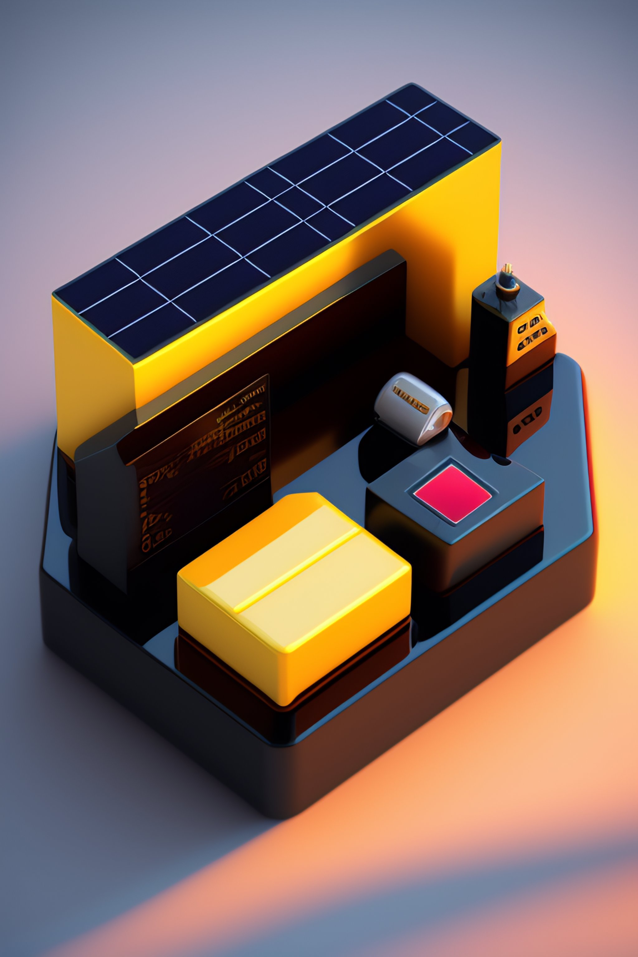 Lexica - 3d render, low poly, isometric solar power board