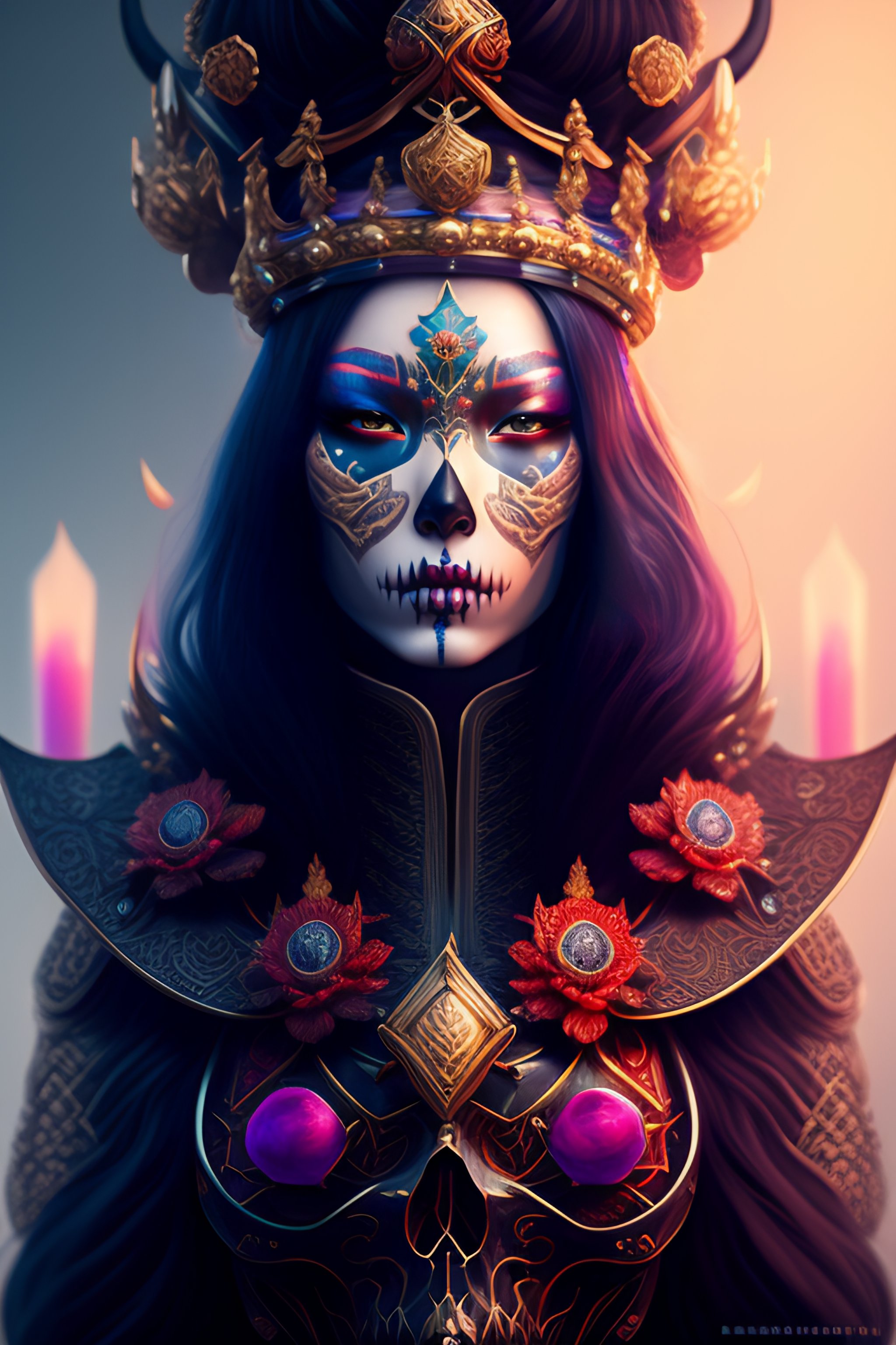 Lexica - Skull samurai king concept art portrait tattoo by Casey Weldon ...