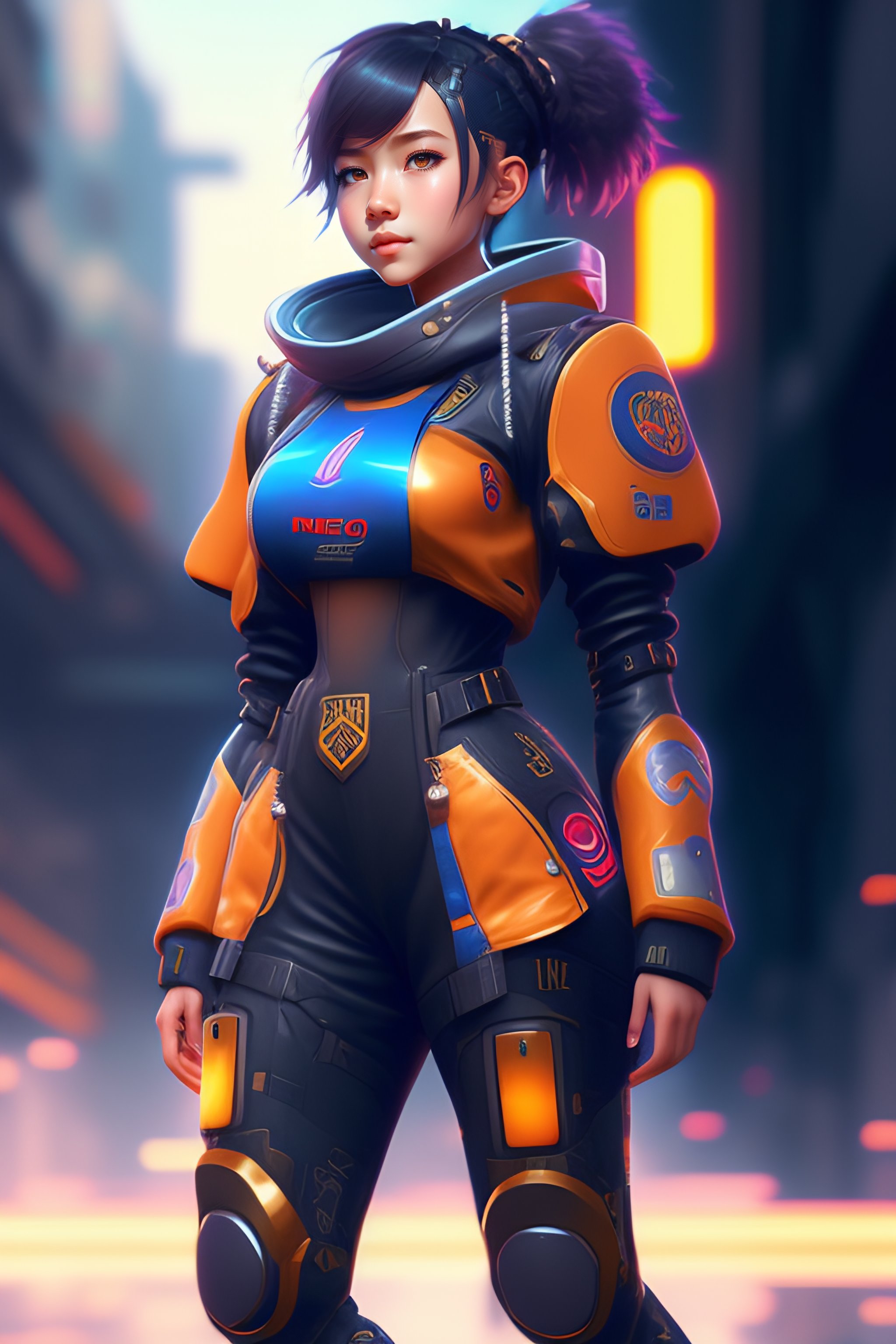 Lexica - Cute Messi Mech Punk clothes with short hair girl, battle ...