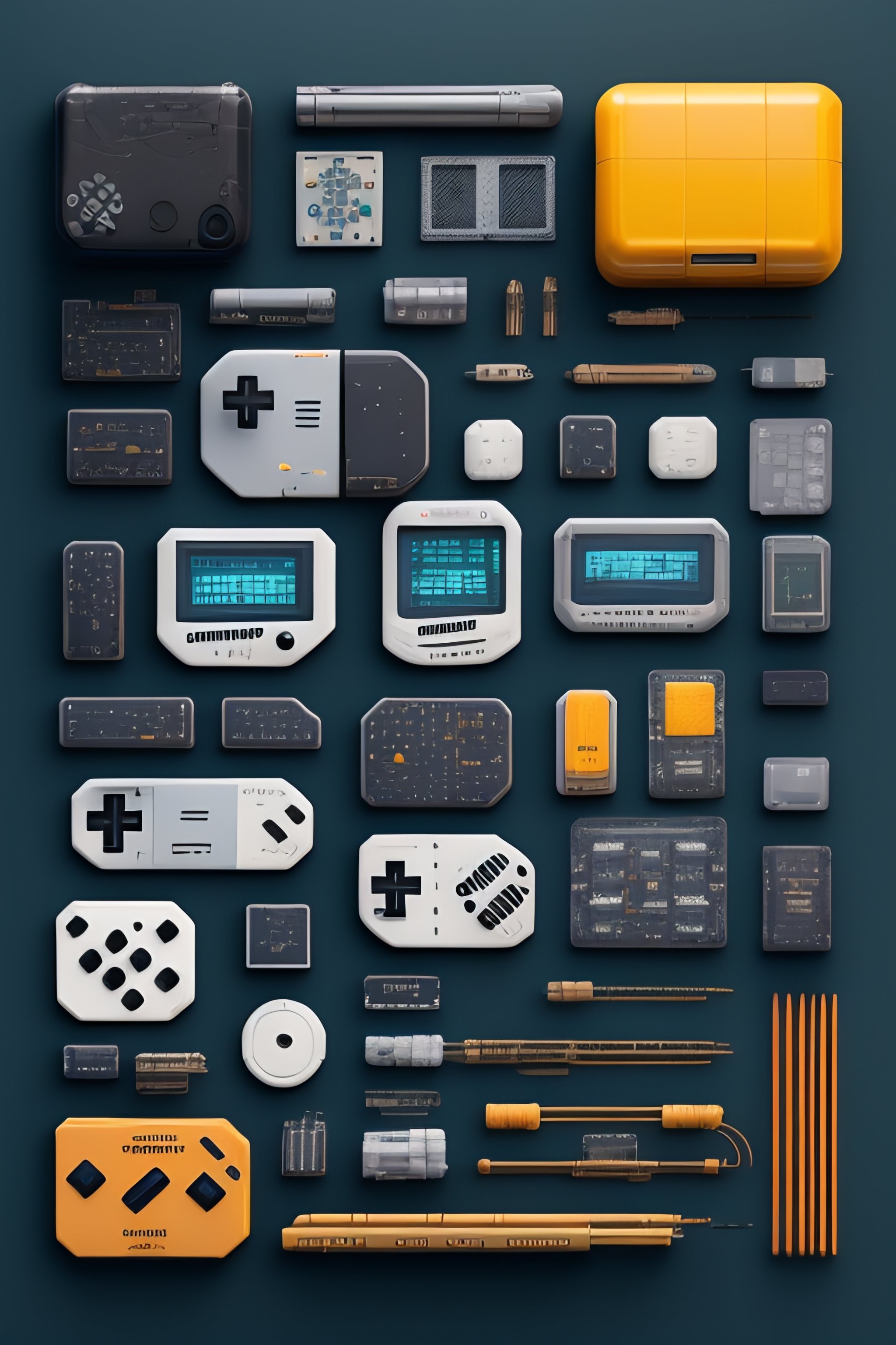 Lexica - Game boy, Costumes and props, Knolling, Knolling layout ...