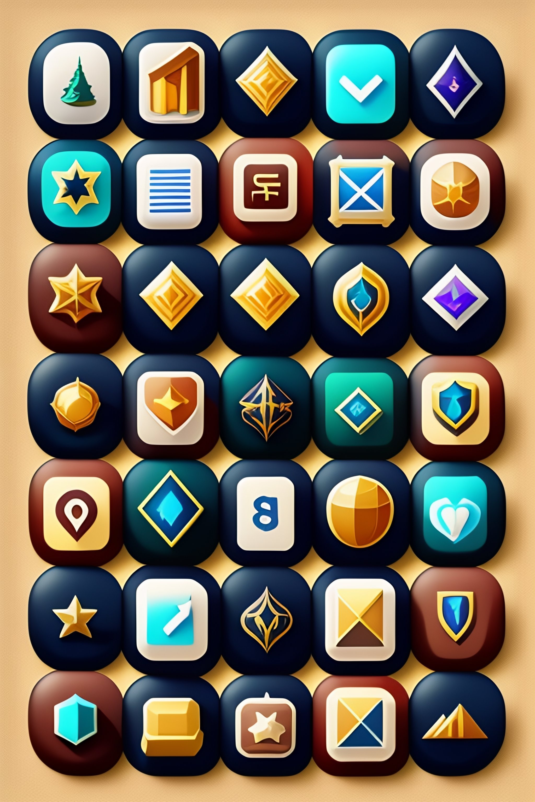 Lexica - Icon set, magic themed, flat background, behance
