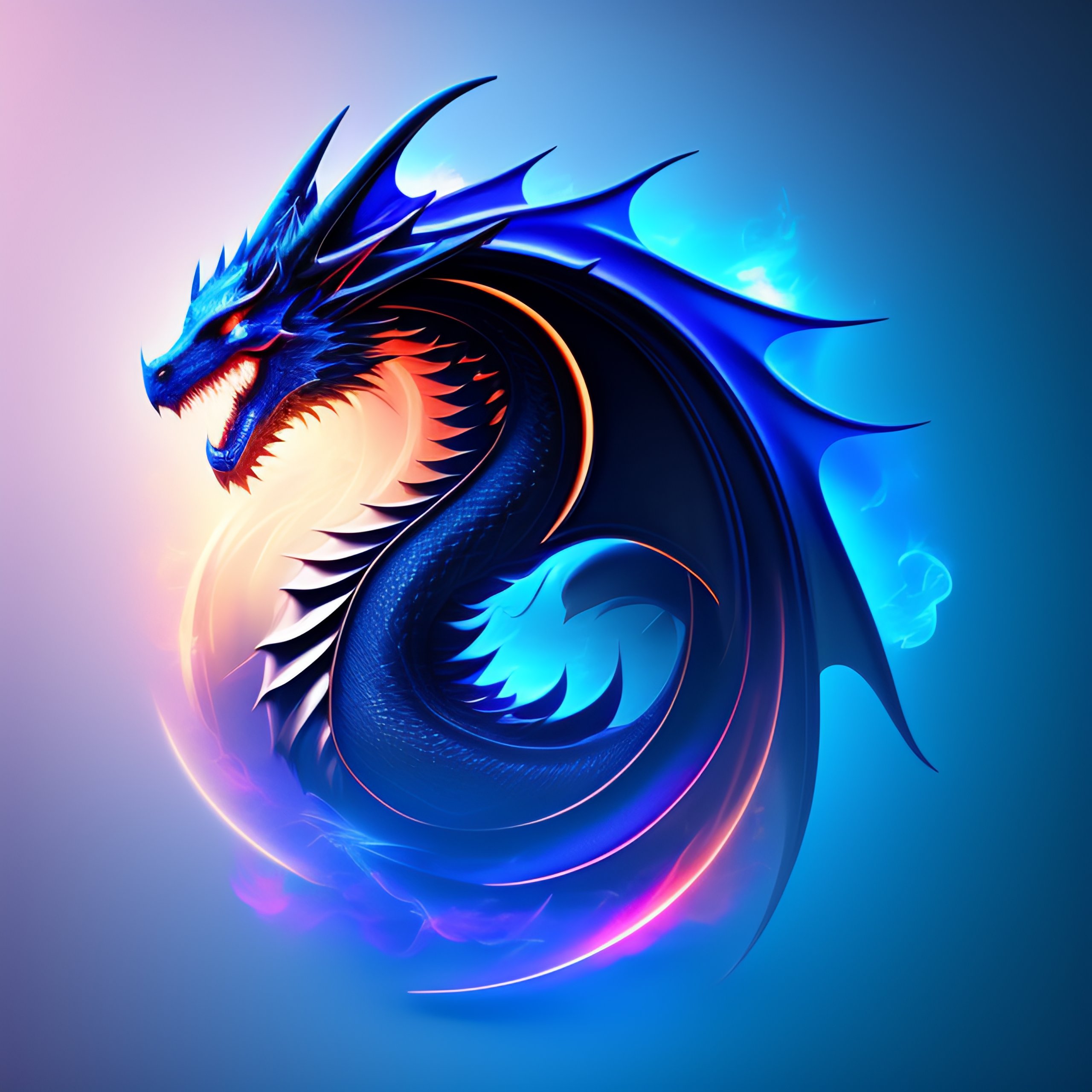 Lexica - Dark dragon with blue flames, silky texture, gradient ...