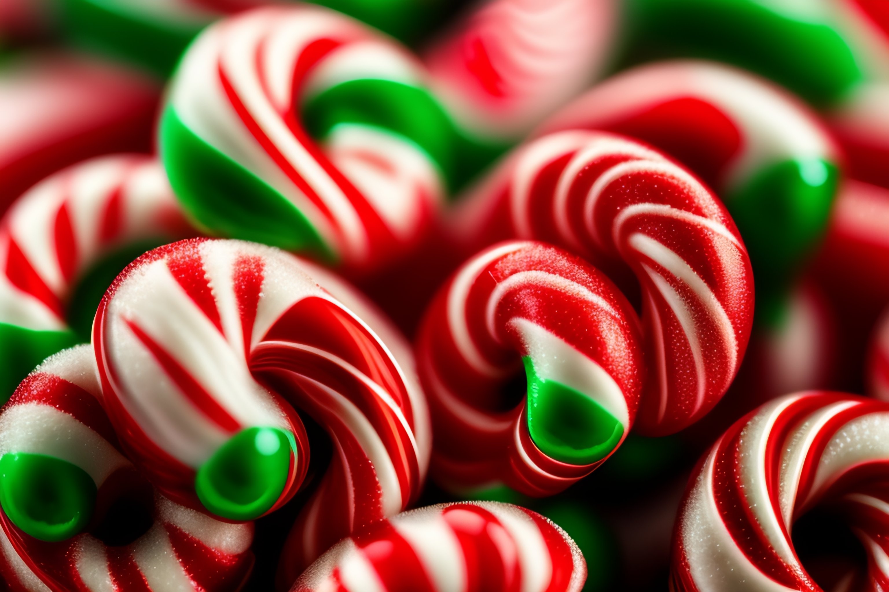 Lexica - Closeup of peppermint candy canes side by side, intricate ...