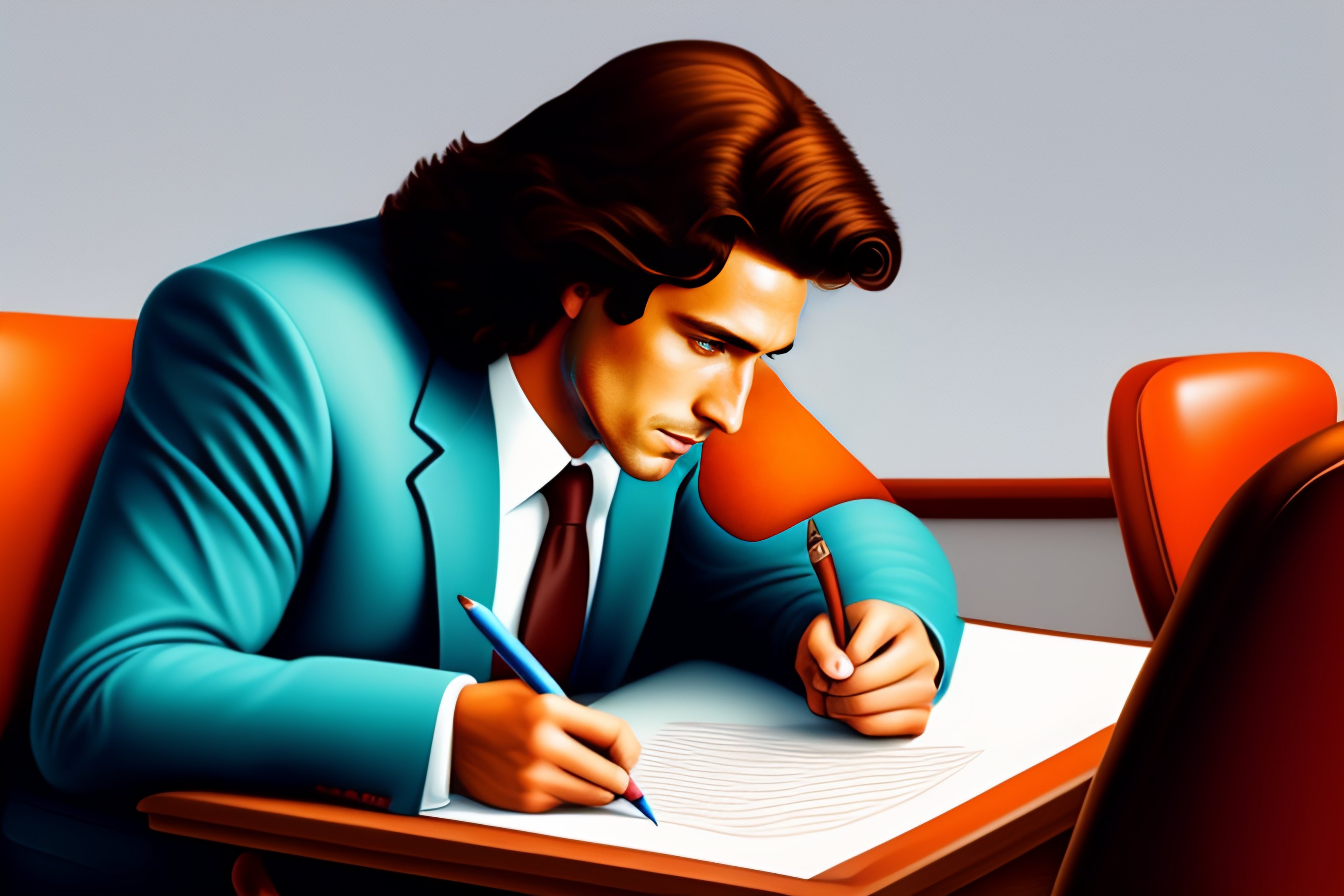Lexica - Graphic illustration of a man writing a cover letter for an ...