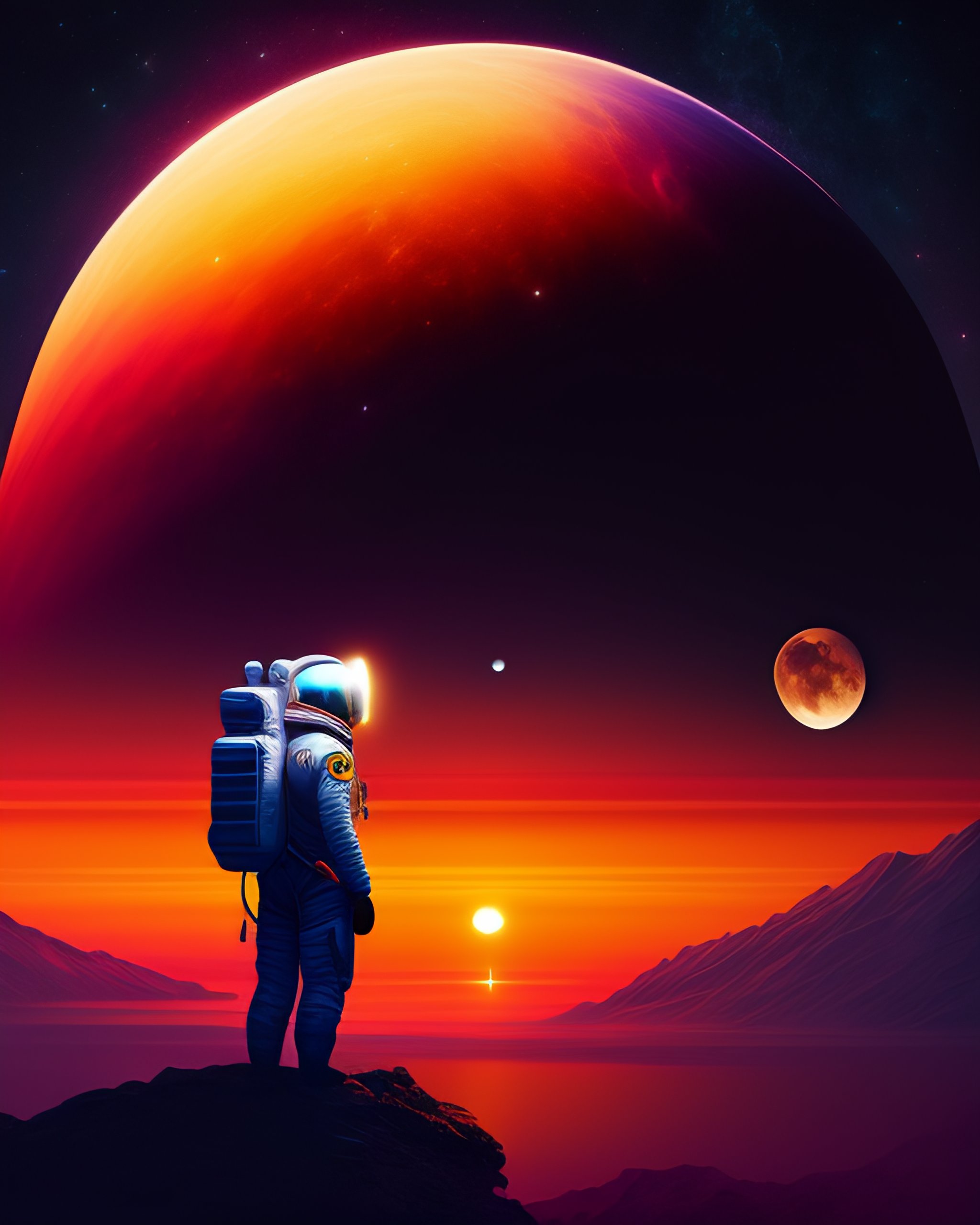 Lexica - Portrait a Lost astronaut in Jupiter, epic scene,displaying in ...