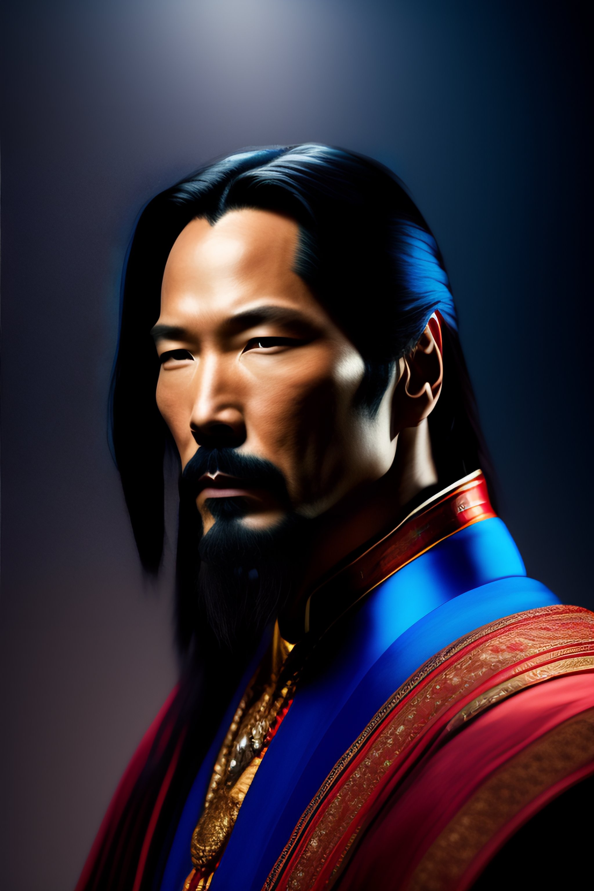 Lexica - Keanu Reeves portrait photo of a asia old warrior chief ...