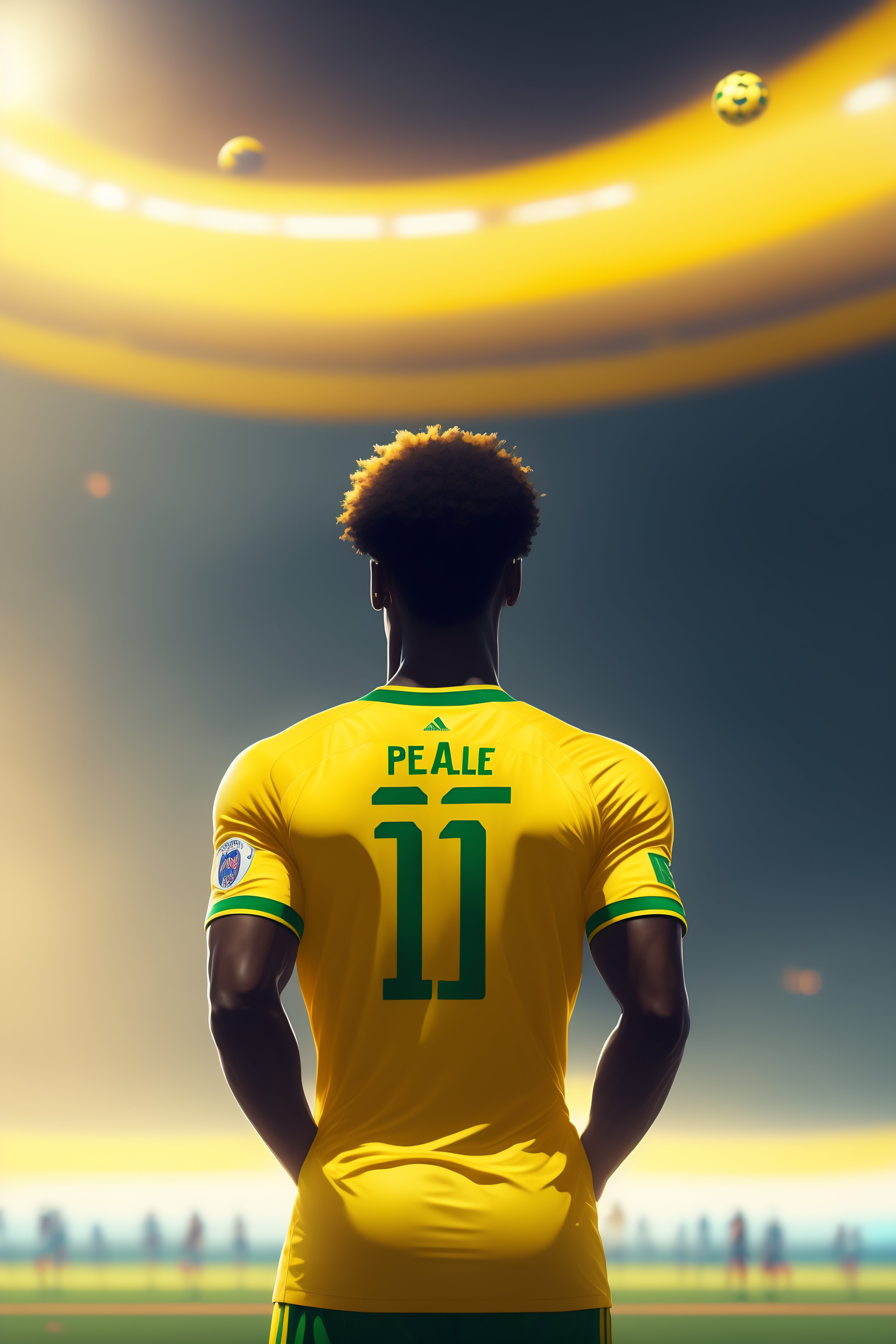 Lexica - Back of Footballer Pele wearing yellow brazil team jersey ...