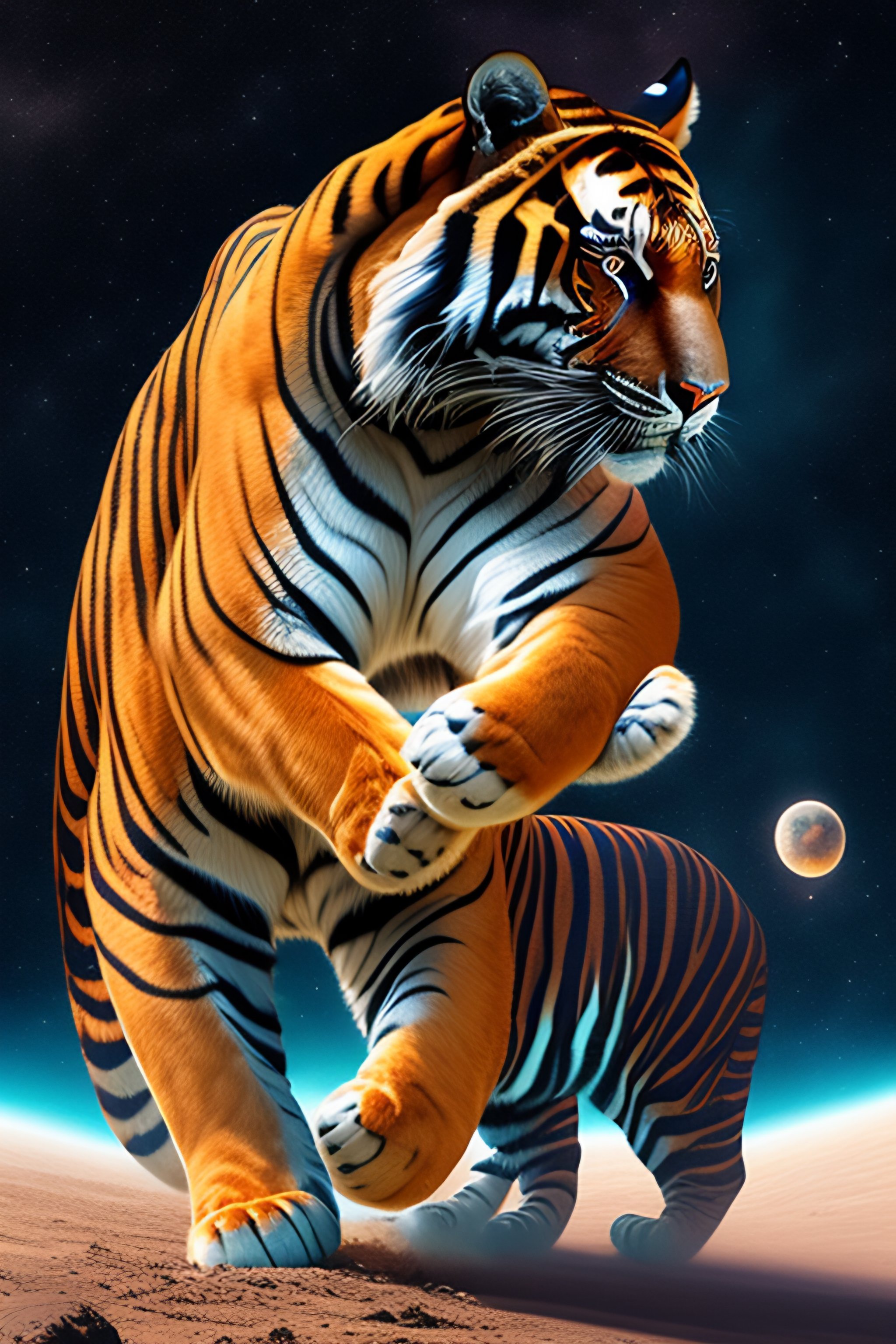Lexica - Astronaut fights a tiger in new york
