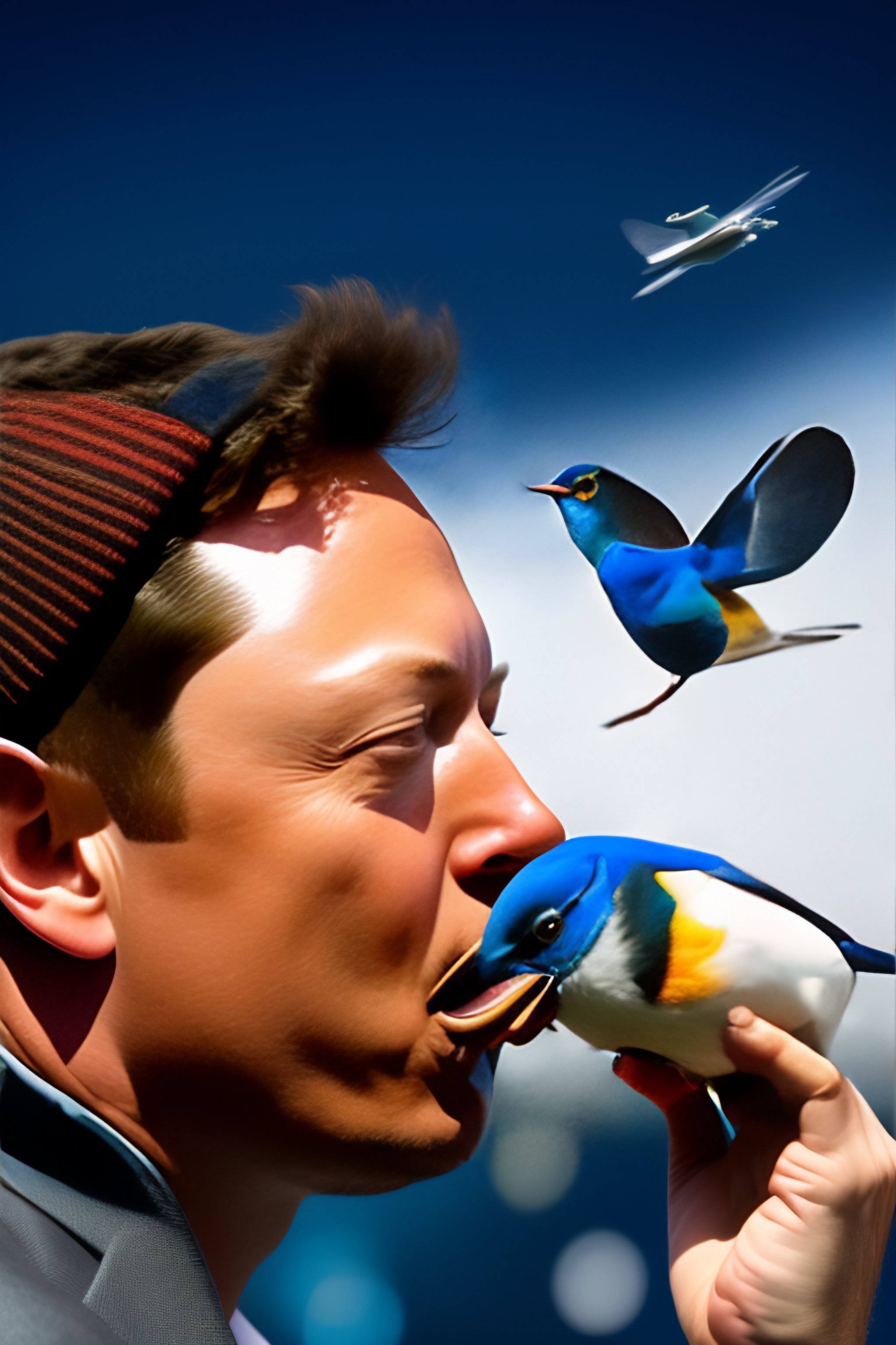 Lexica - Elon musk eating blue bird