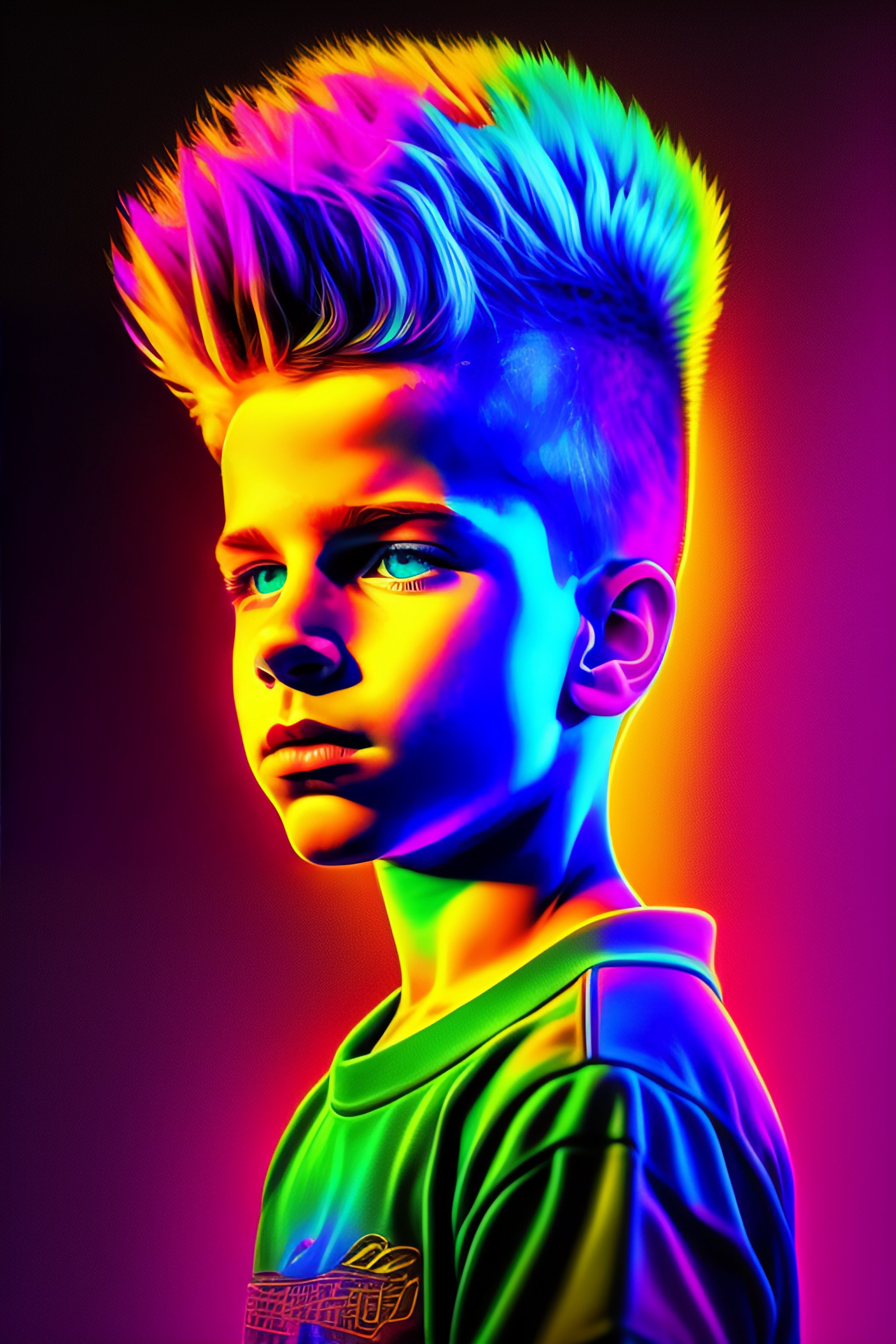 Lexica - Synthwave Portrait of Bart Simpson. Neon lights