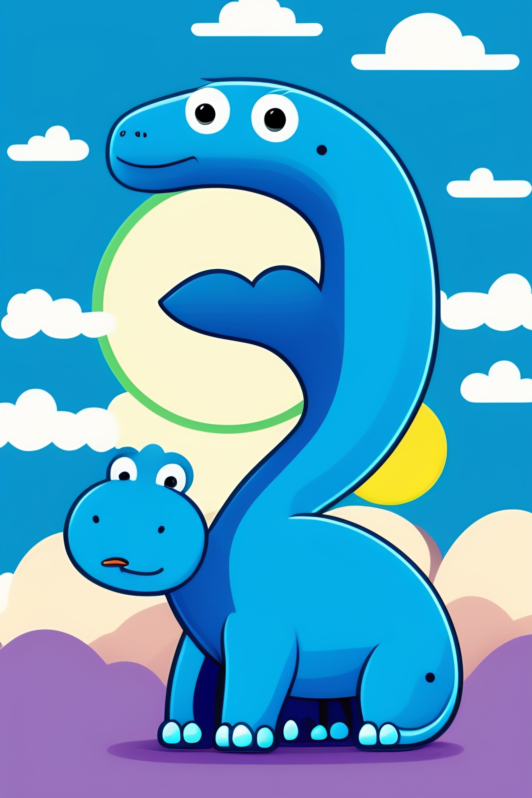 Lexica - Cute young blue brontosaurus simple illustration for children ...