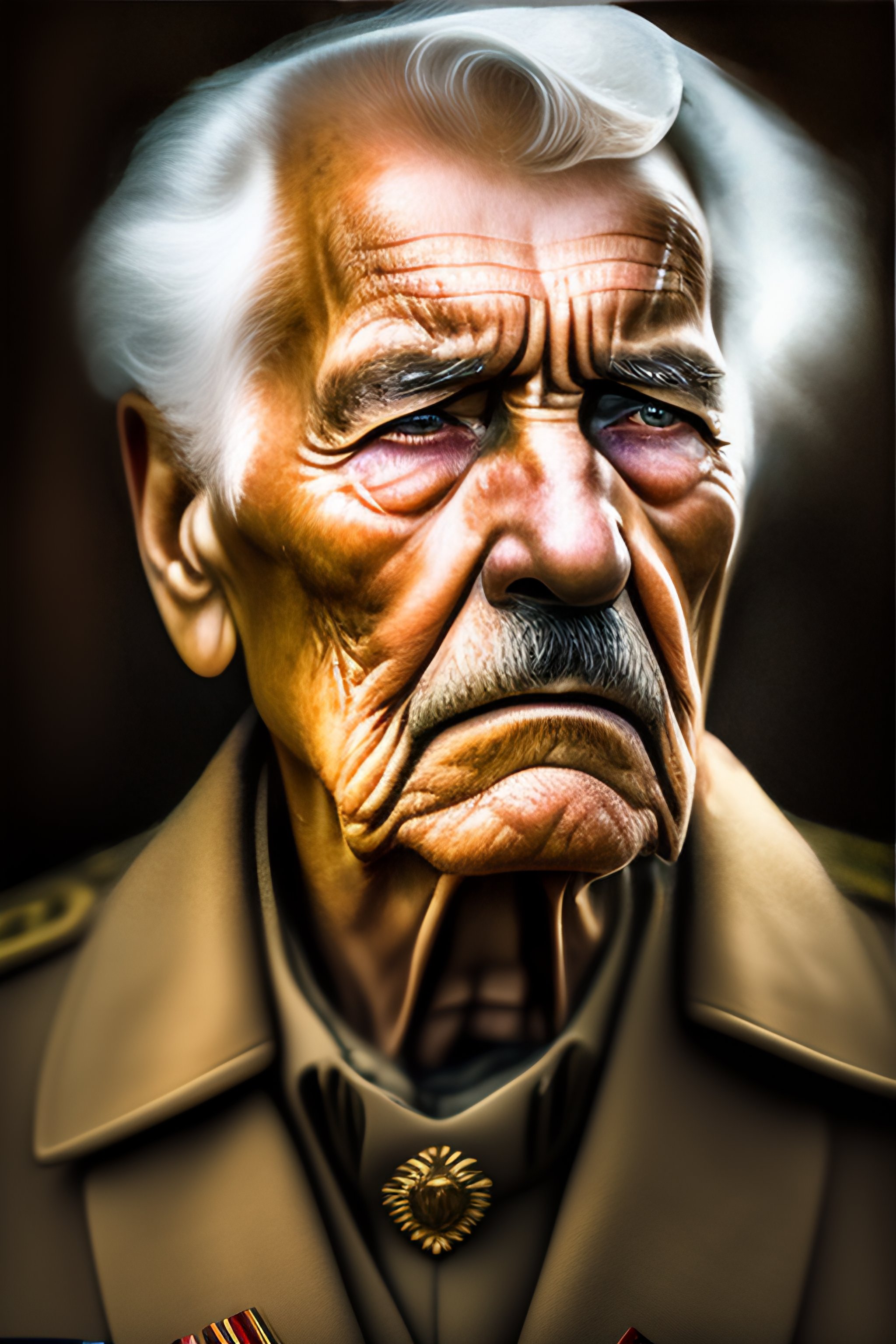 Lexica - Portrait of very old depressed Russian military veteran
