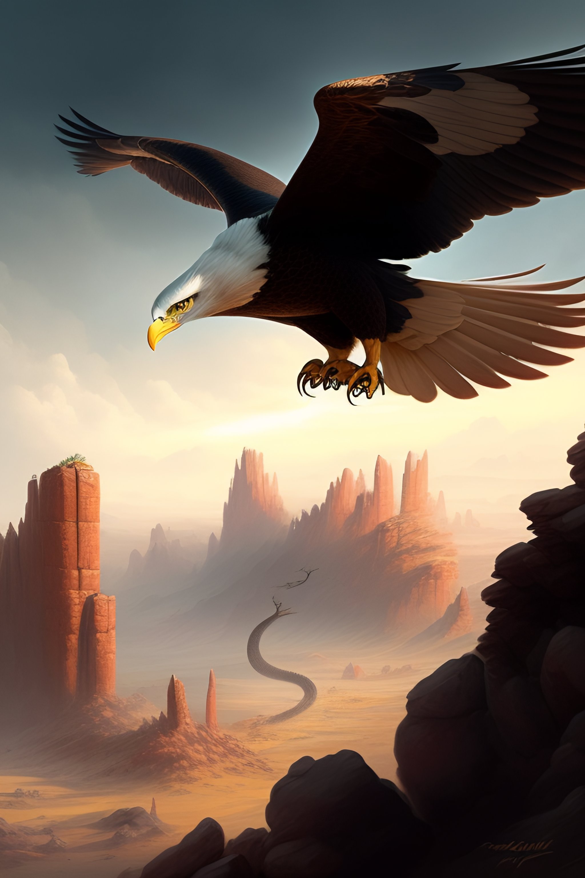 Lexica - Eagle crushing a snake greg rutkowski