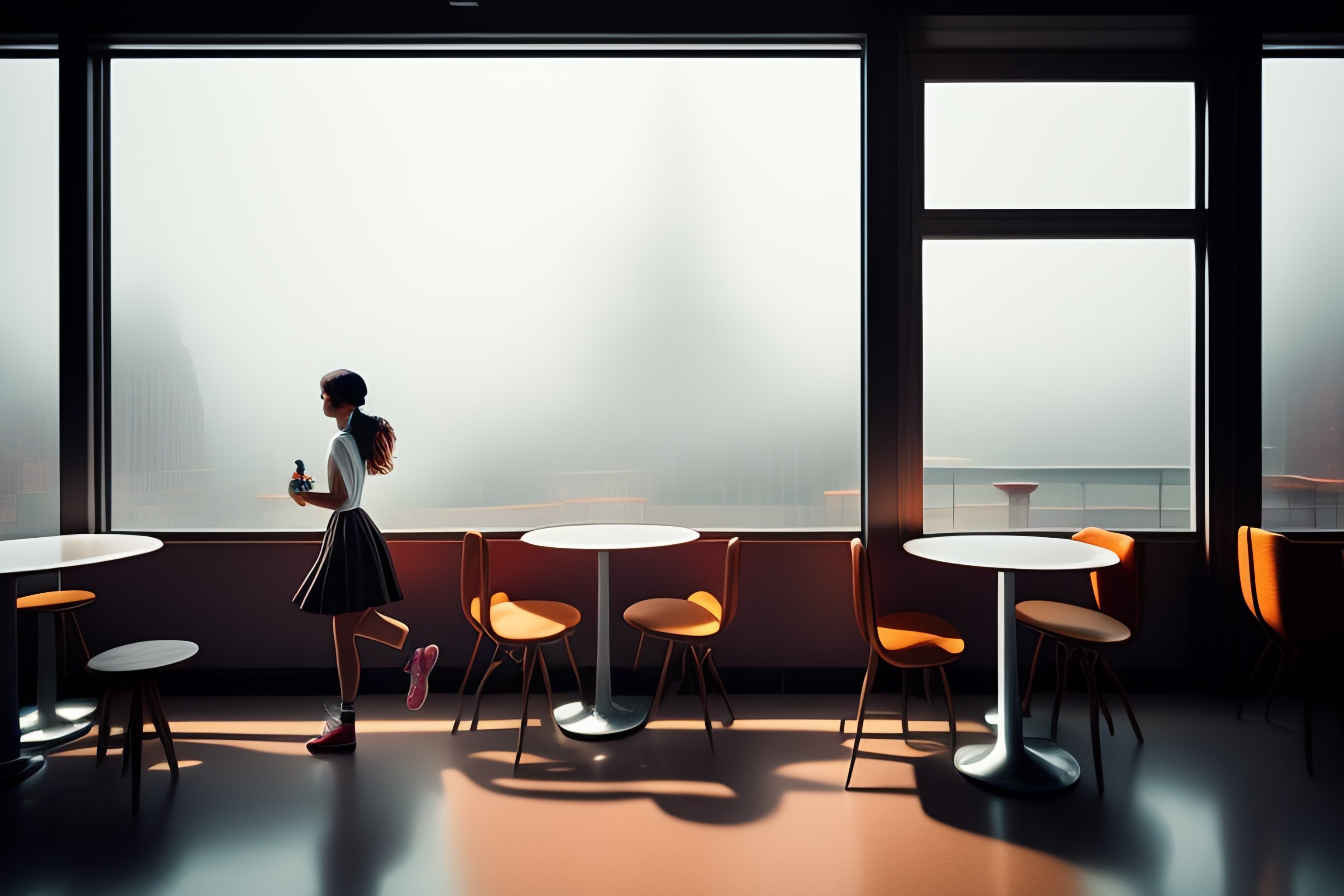 Lexica - New york vintage cafeteria with simple furniture and a large ...