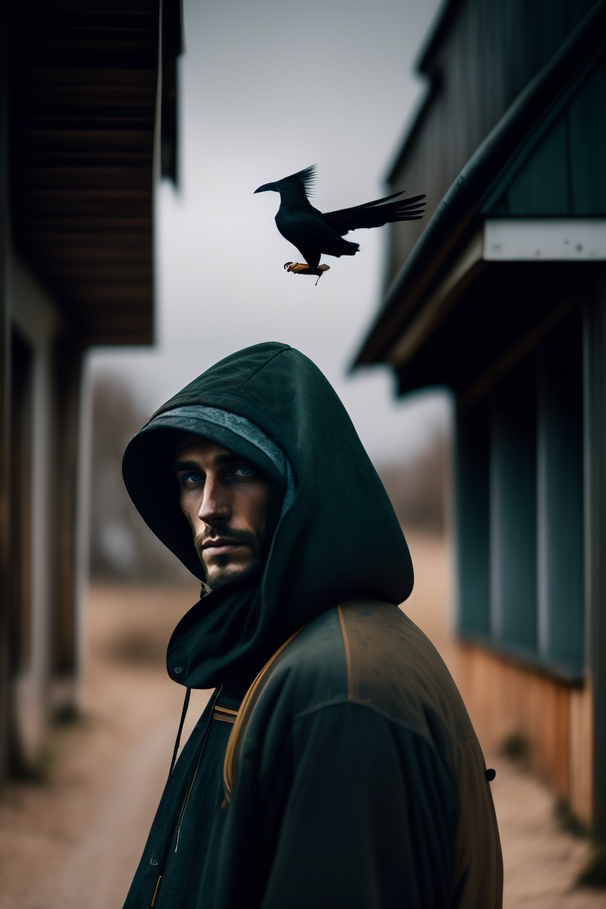 Lexica - Vertical film shot, junkie guy, wearing a hooded sweatshirt on ...