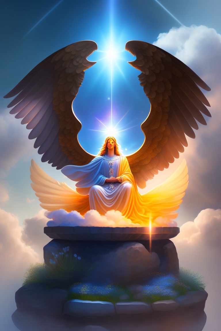 Lexica - Angel from the front, with angelic mantle, on top of the ...