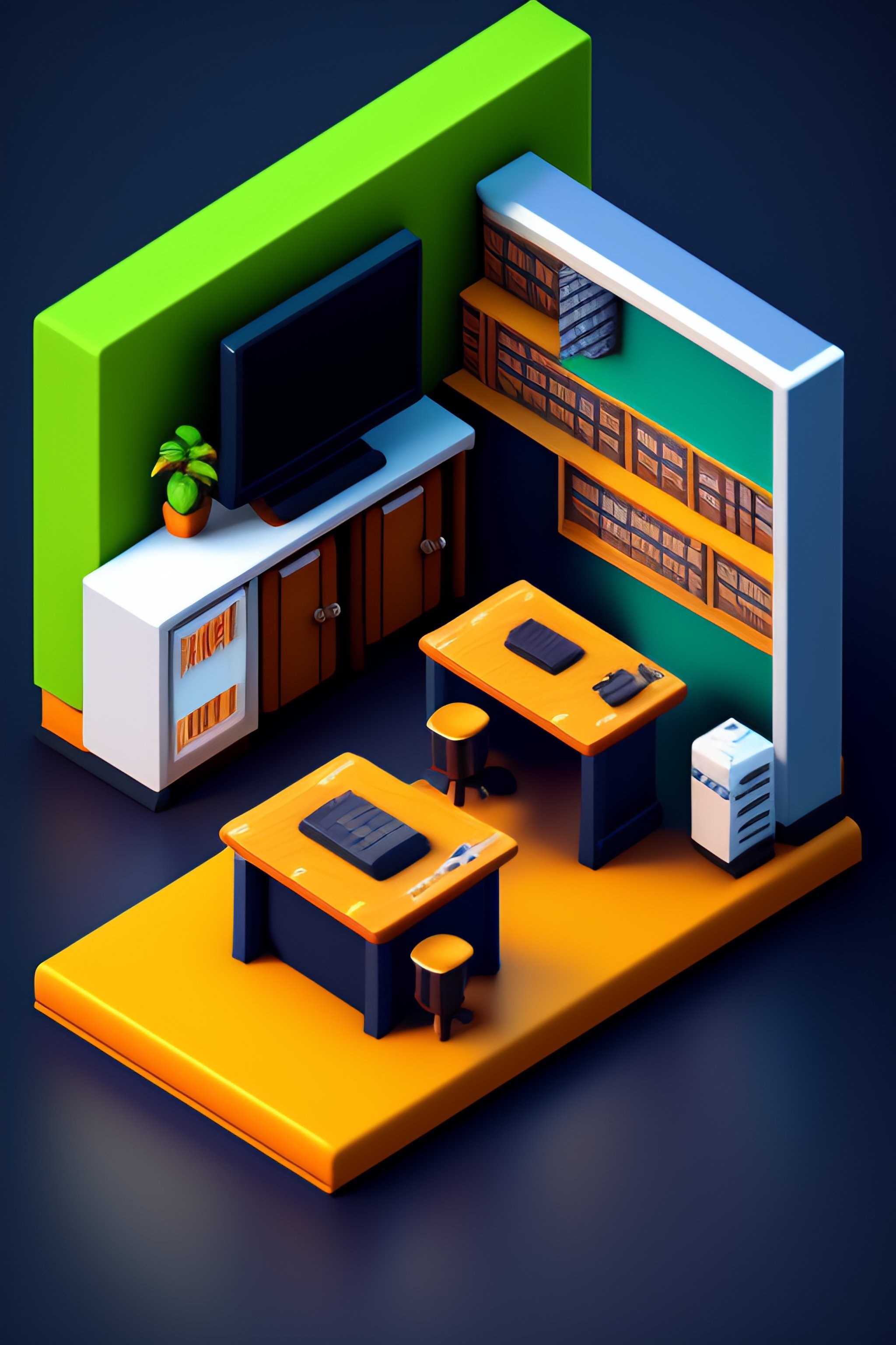 Lexica - Detailed isometric classroom, with desks, pixel art, unreal ...