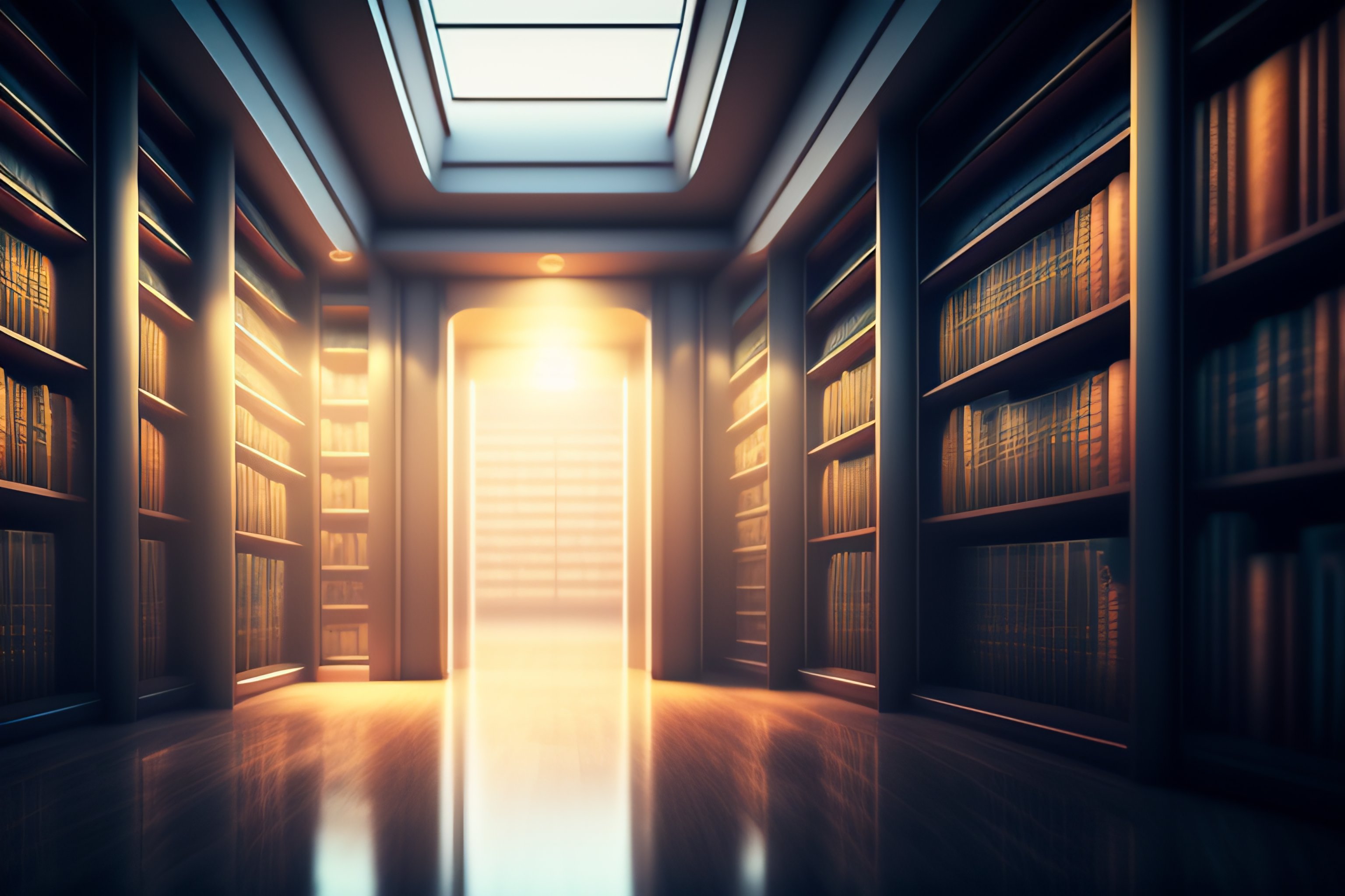 Lexica - Giant library with piles of books, futuristic, gloomy ...