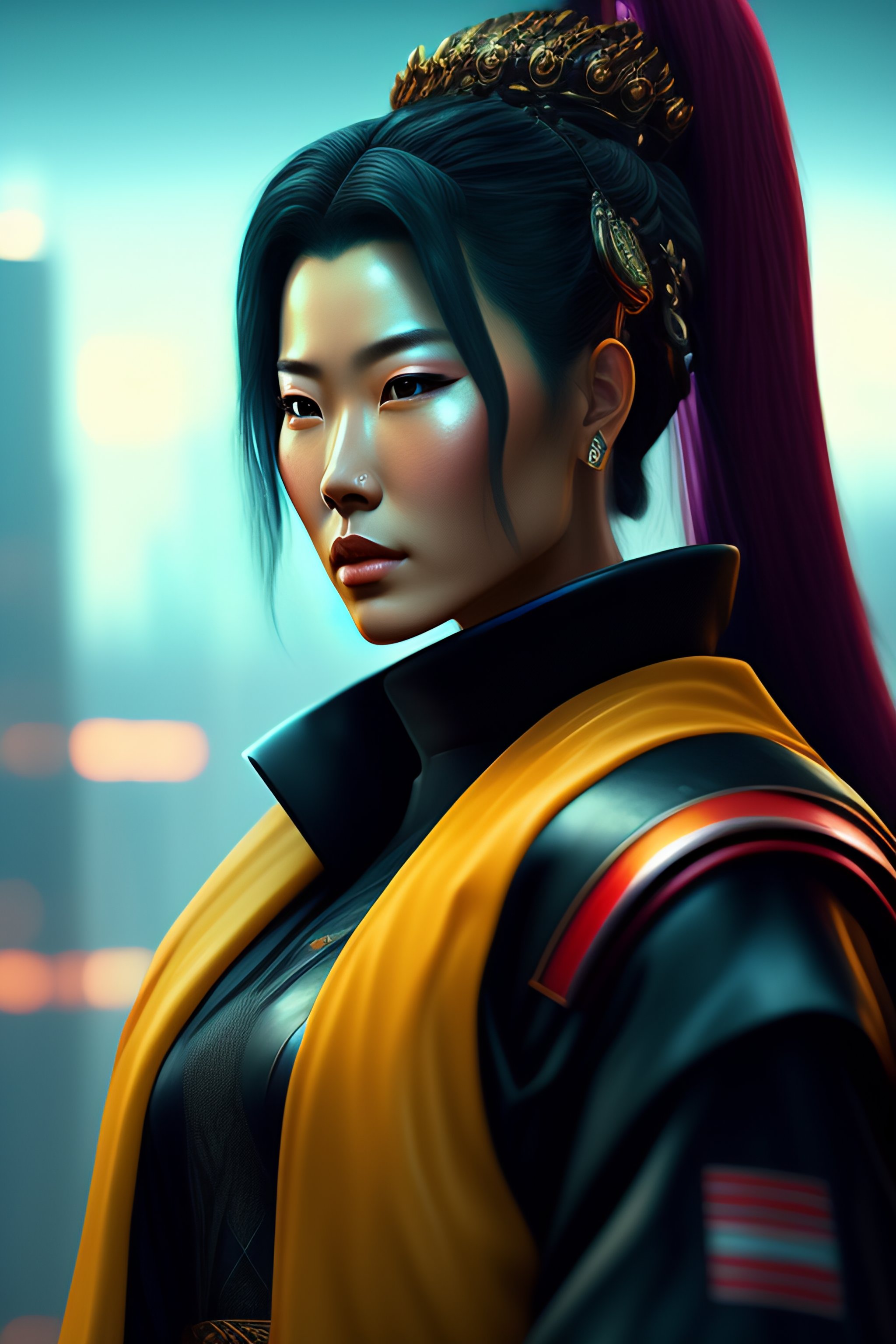 Lexica - Portrait of cyberpunk female samurai high detail