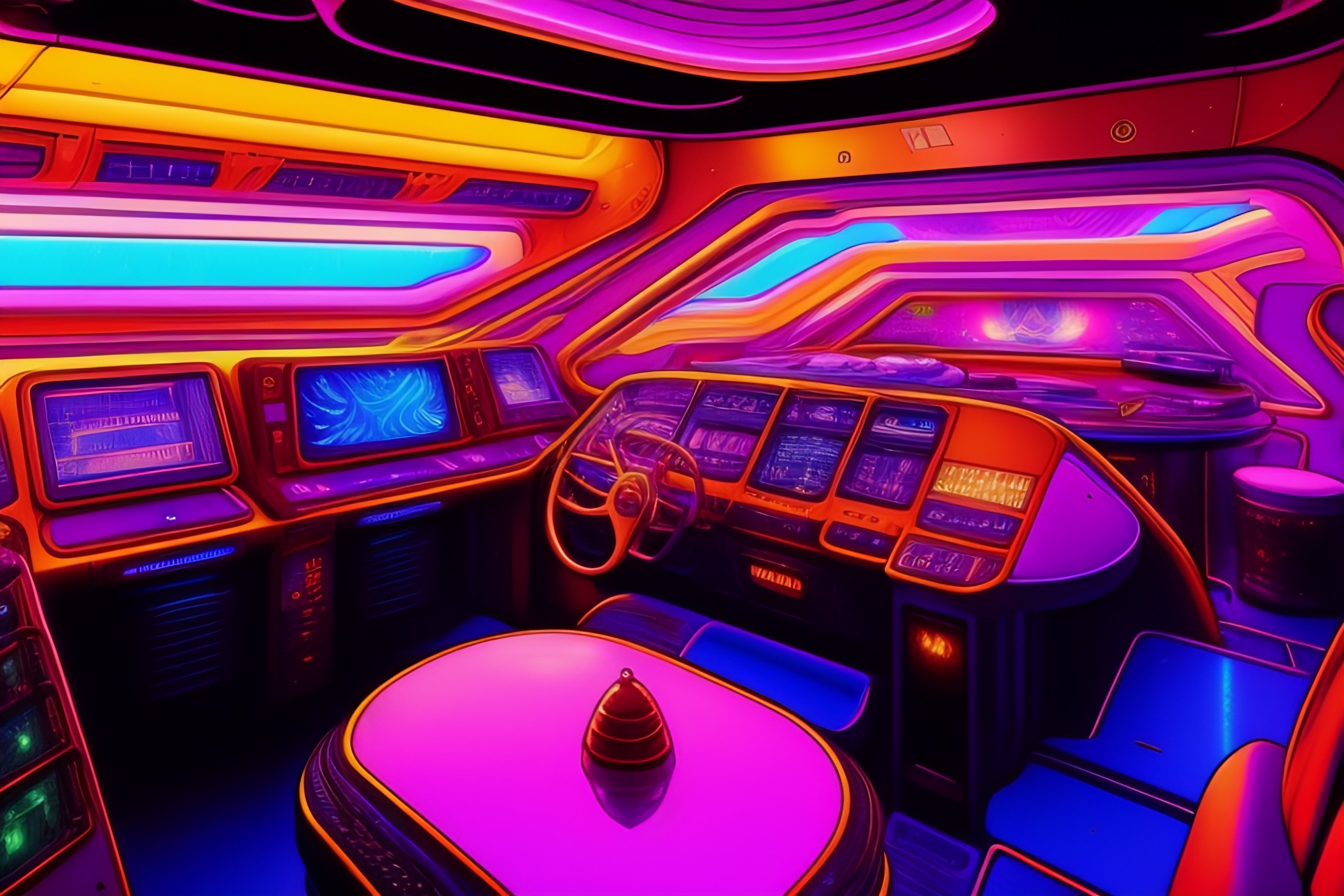 Lexica - Vintage 90's anime style. cluttered starship interior; crew ...