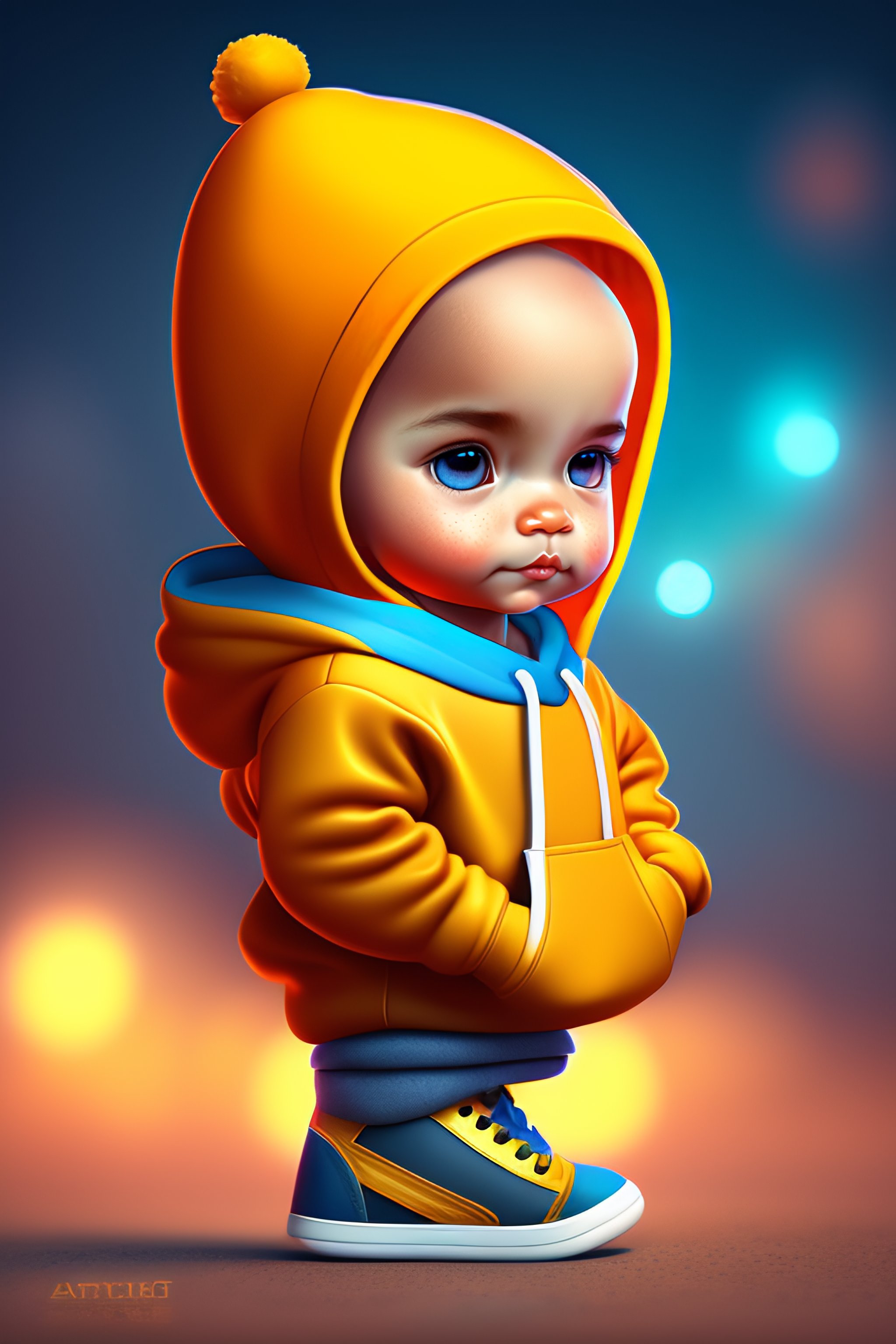 Lexica - Cute adorable cartoon tan bald male baby with brown eyes ...