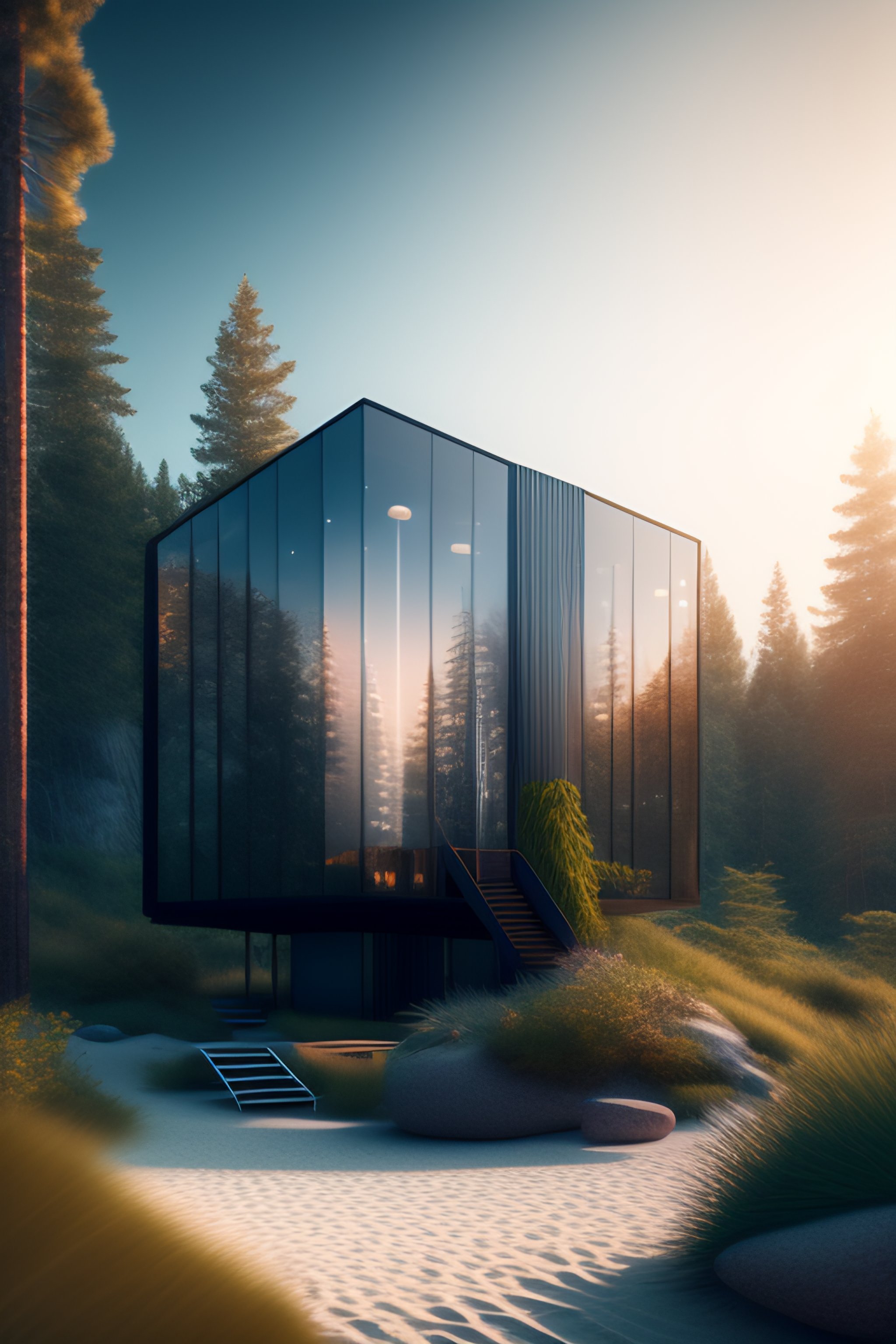 Lexica - A modern house made of glass on a beach near a beautiful ...