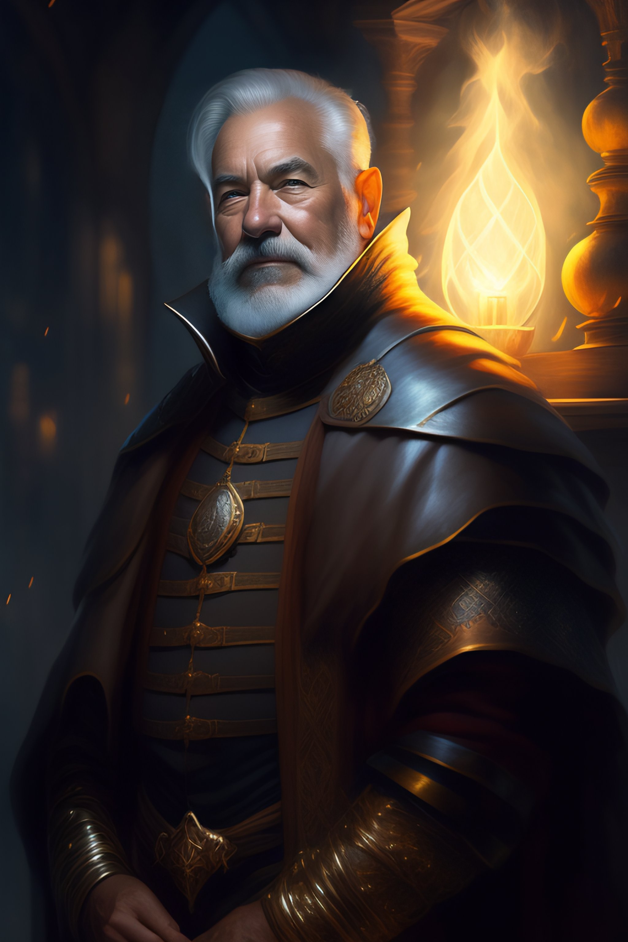 Lexica - Portrait of an old, medieval alchemist in the dark, he is ...