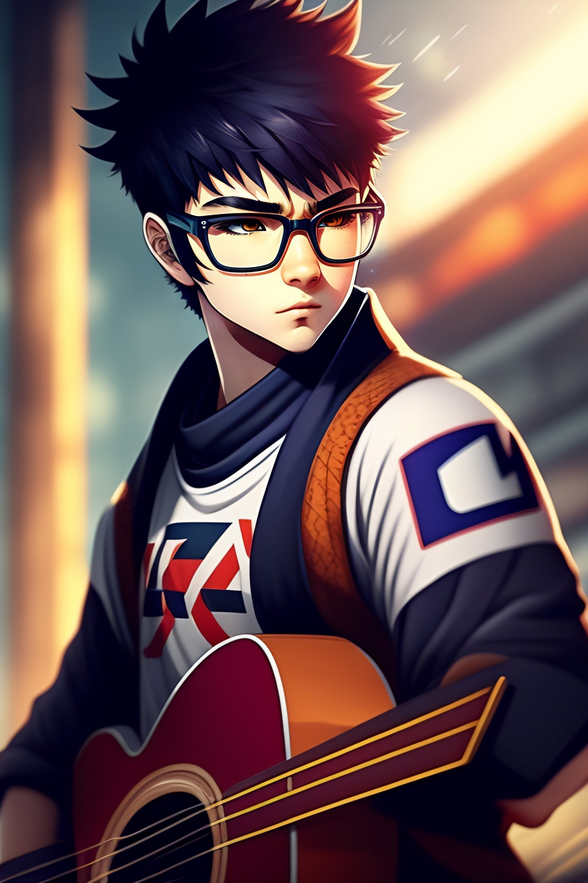 Cool Anime Boy With Guitar