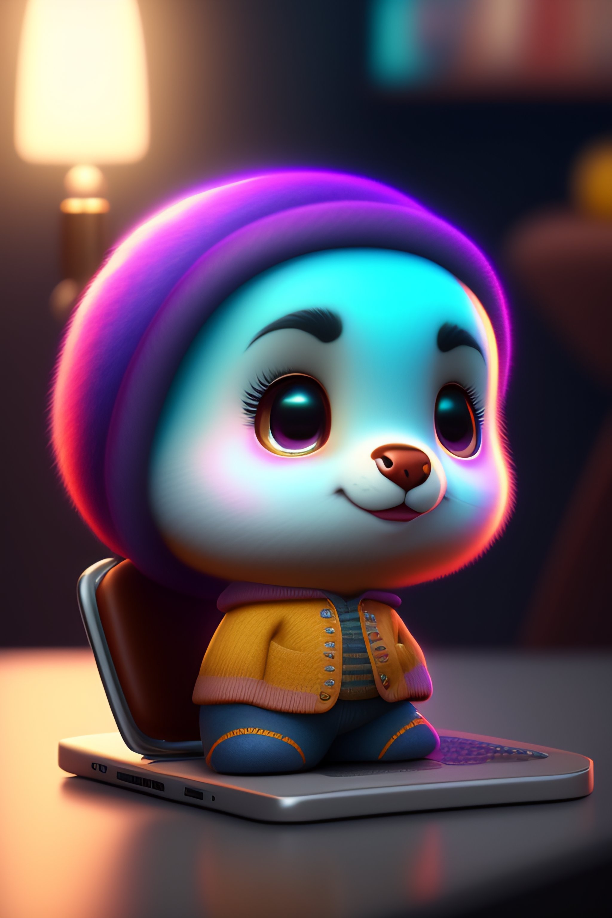 Lexica - Cute small einstein sitting in front of laptop, unreal engine ...