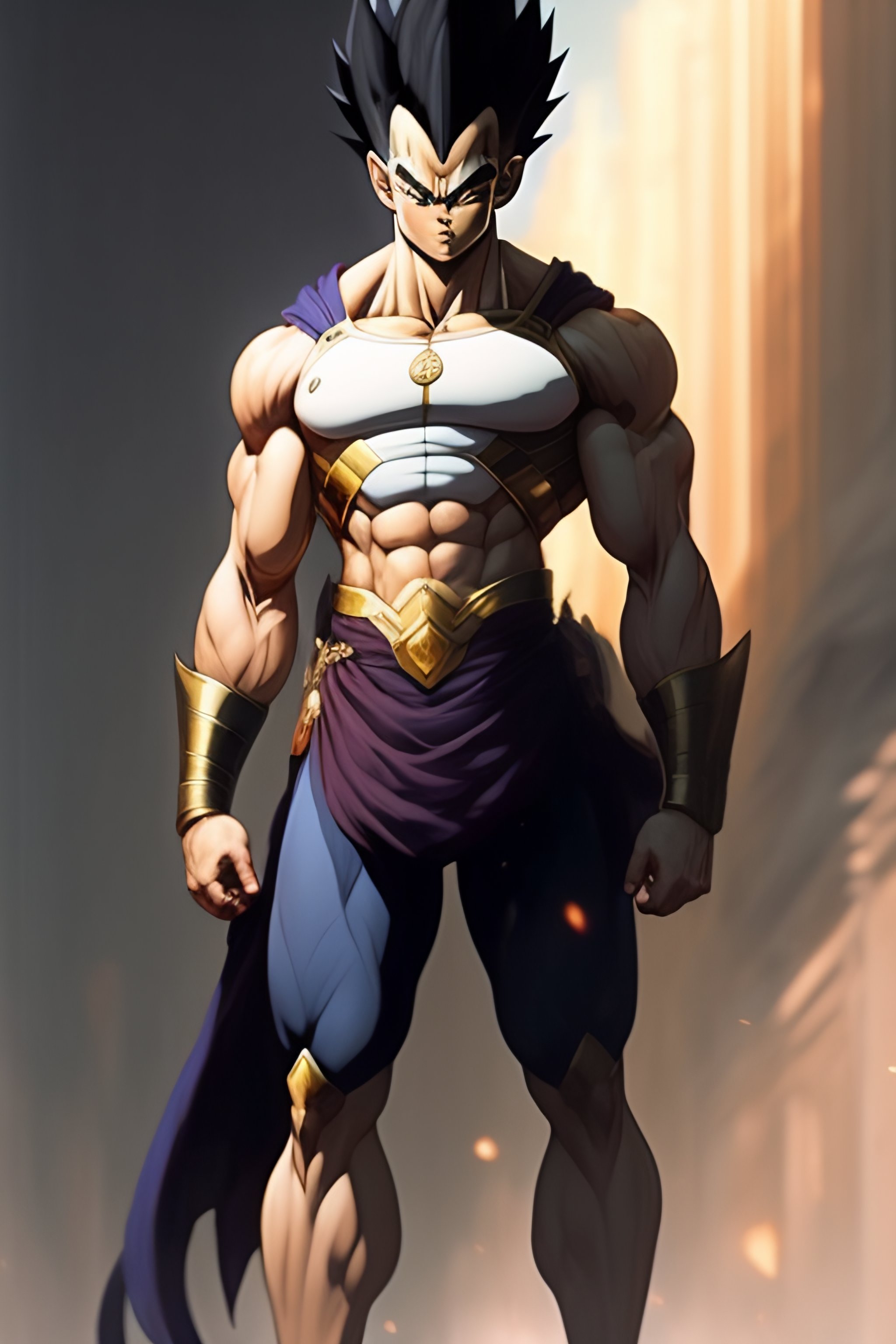 Lexica - Full body potrait thin muscular vegeta standing with a ...