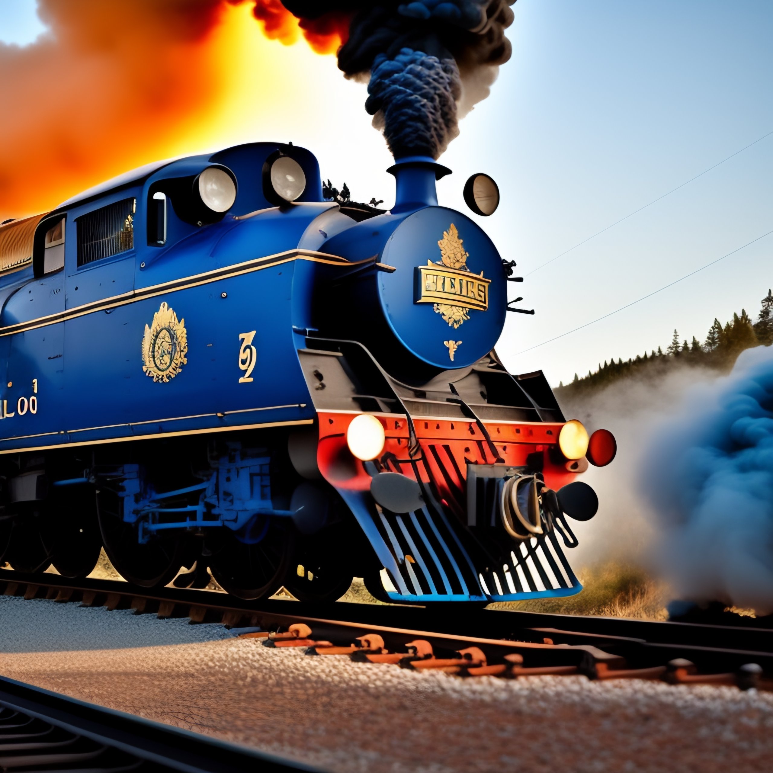 Lexica - Logo of blue locomotive with smoke coming out of its chimney.