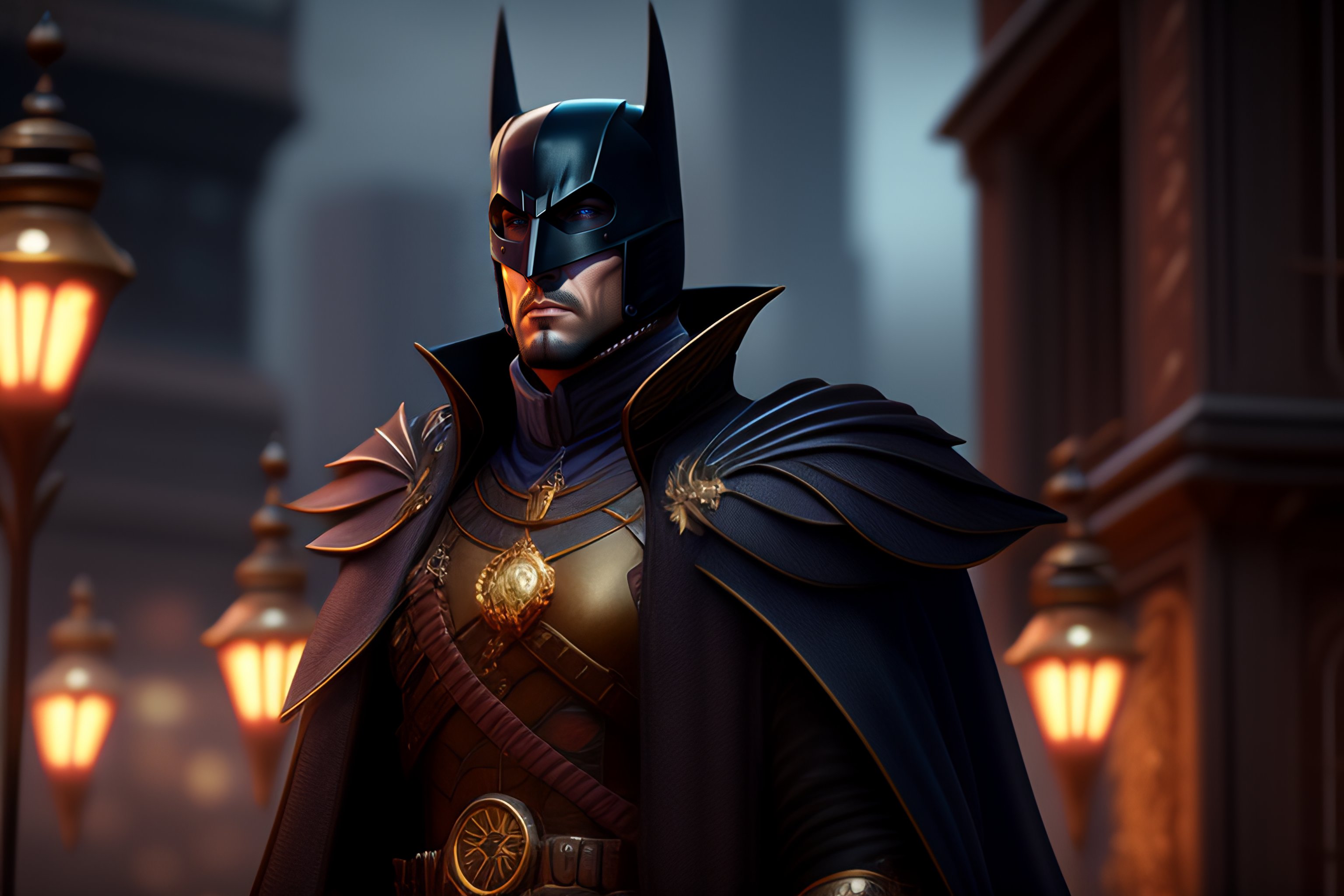 Lexica - Steampunk Batman, Gotham city, rooftops, art nouveau style ...