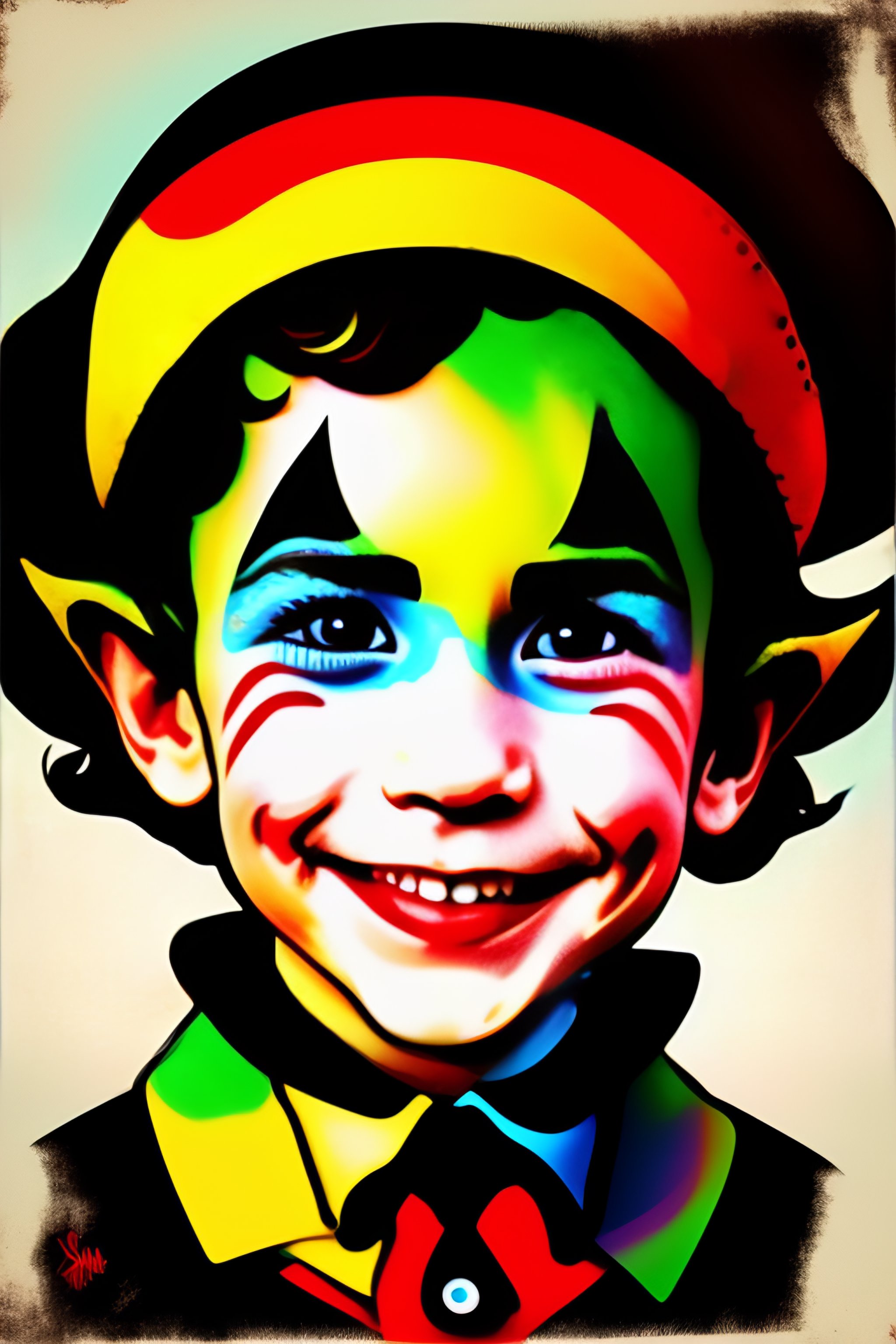 Lexica - A cute joker face, kid ,2d Cartoonized, Vintage, bust ...