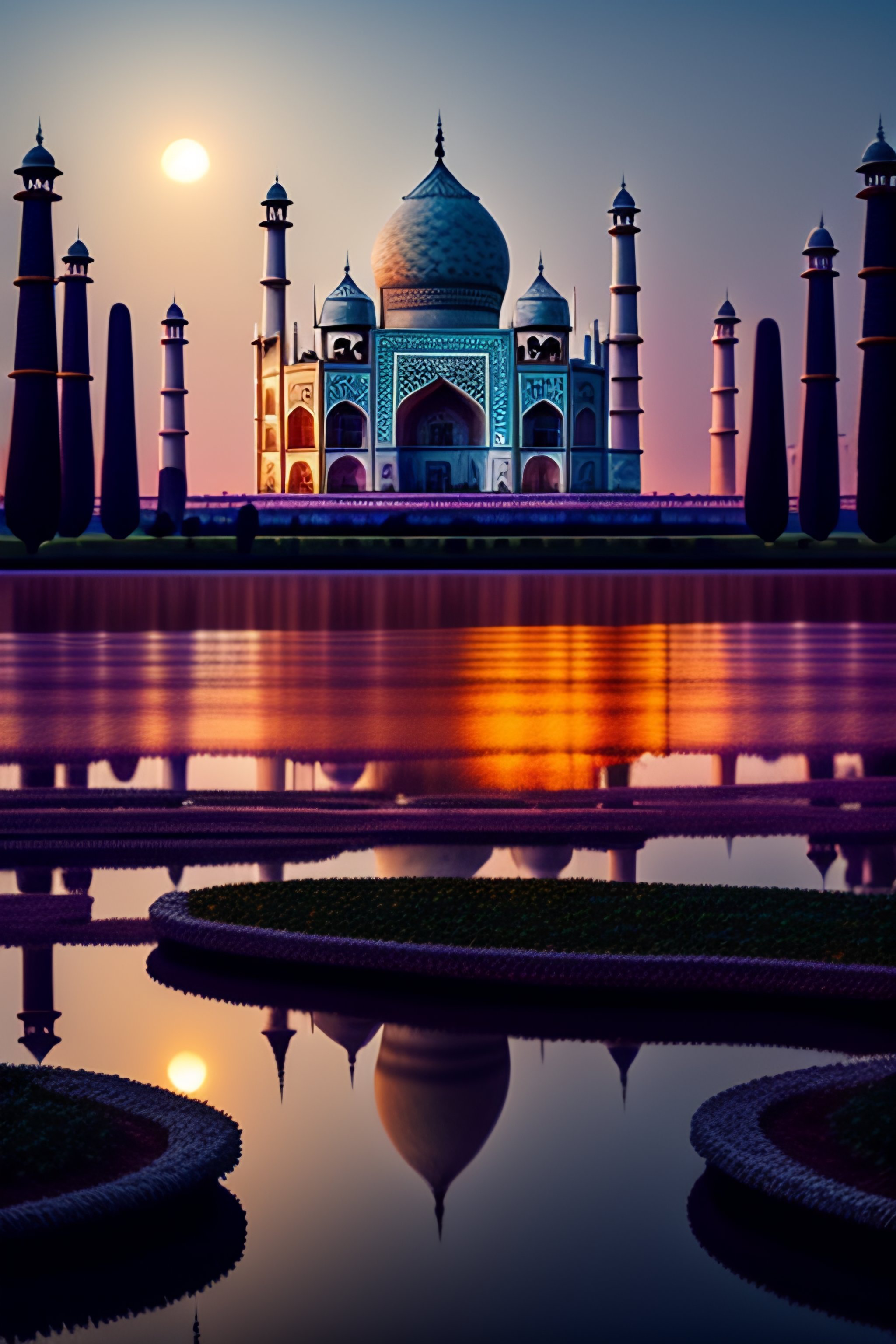 Lexica - Escher inspired of Taj Mahal in its full moonlit glory