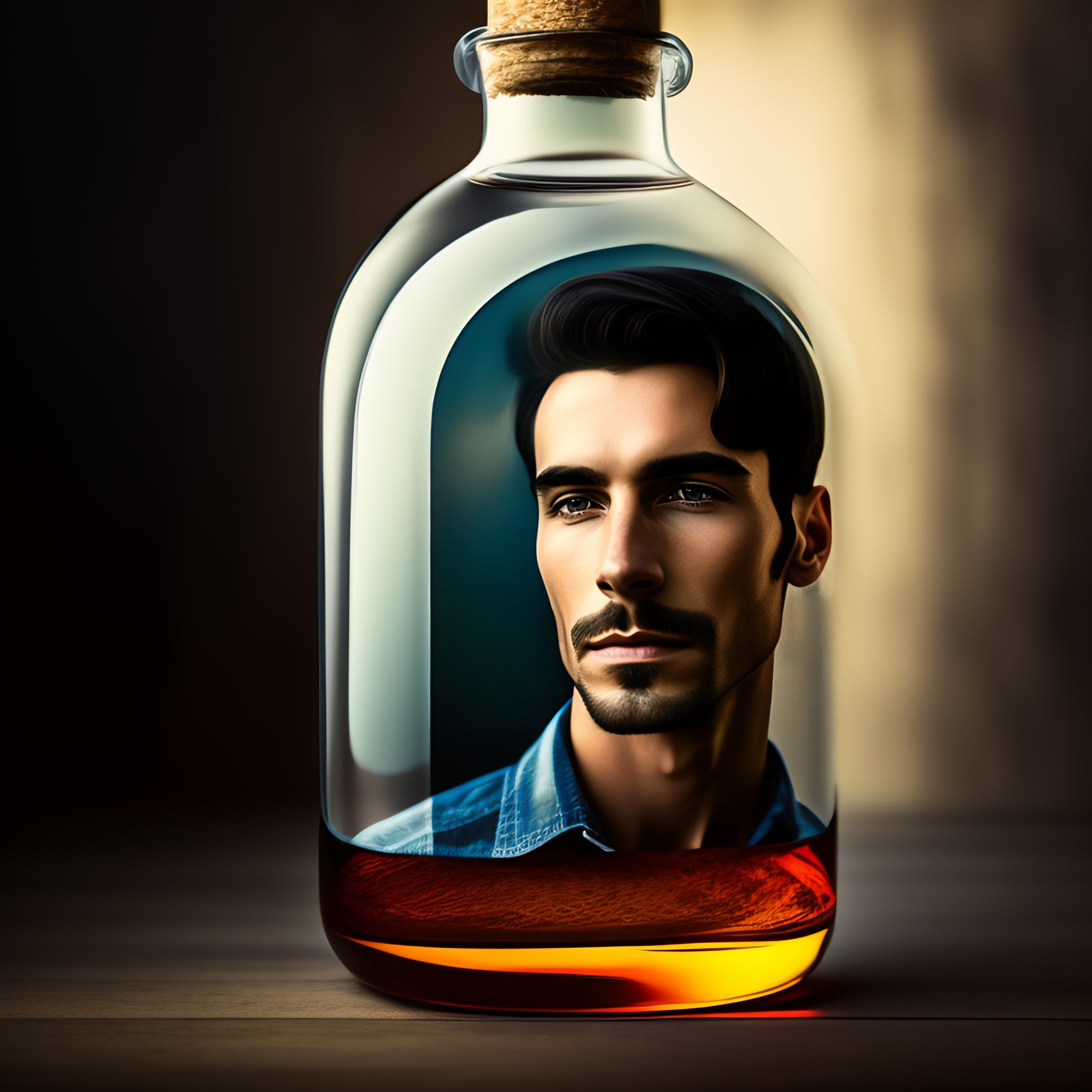 Lexica - Portrait a man in the bottle