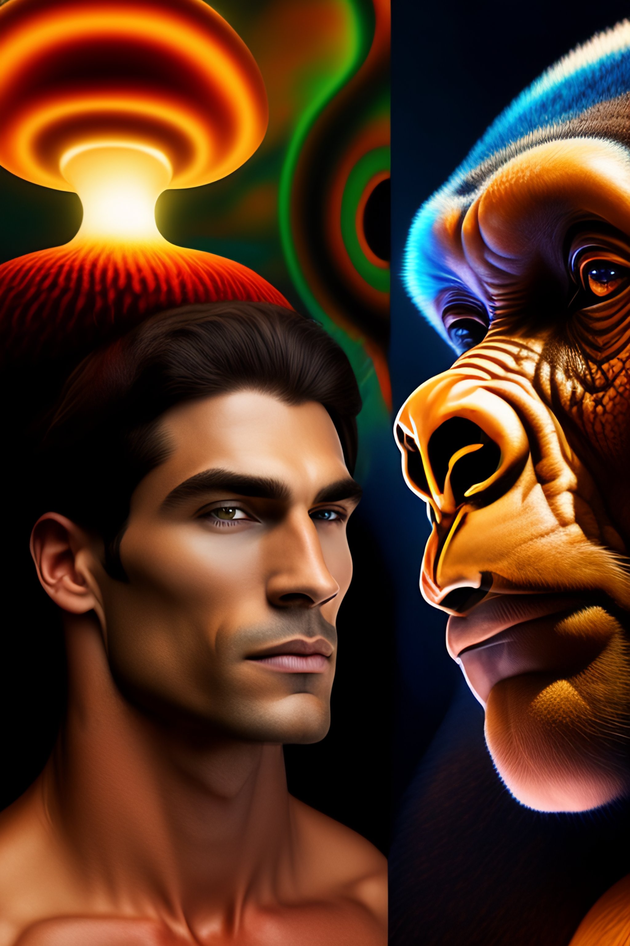 Lexica - Magic mushroom, joe rogans face gorilla body,alex grey